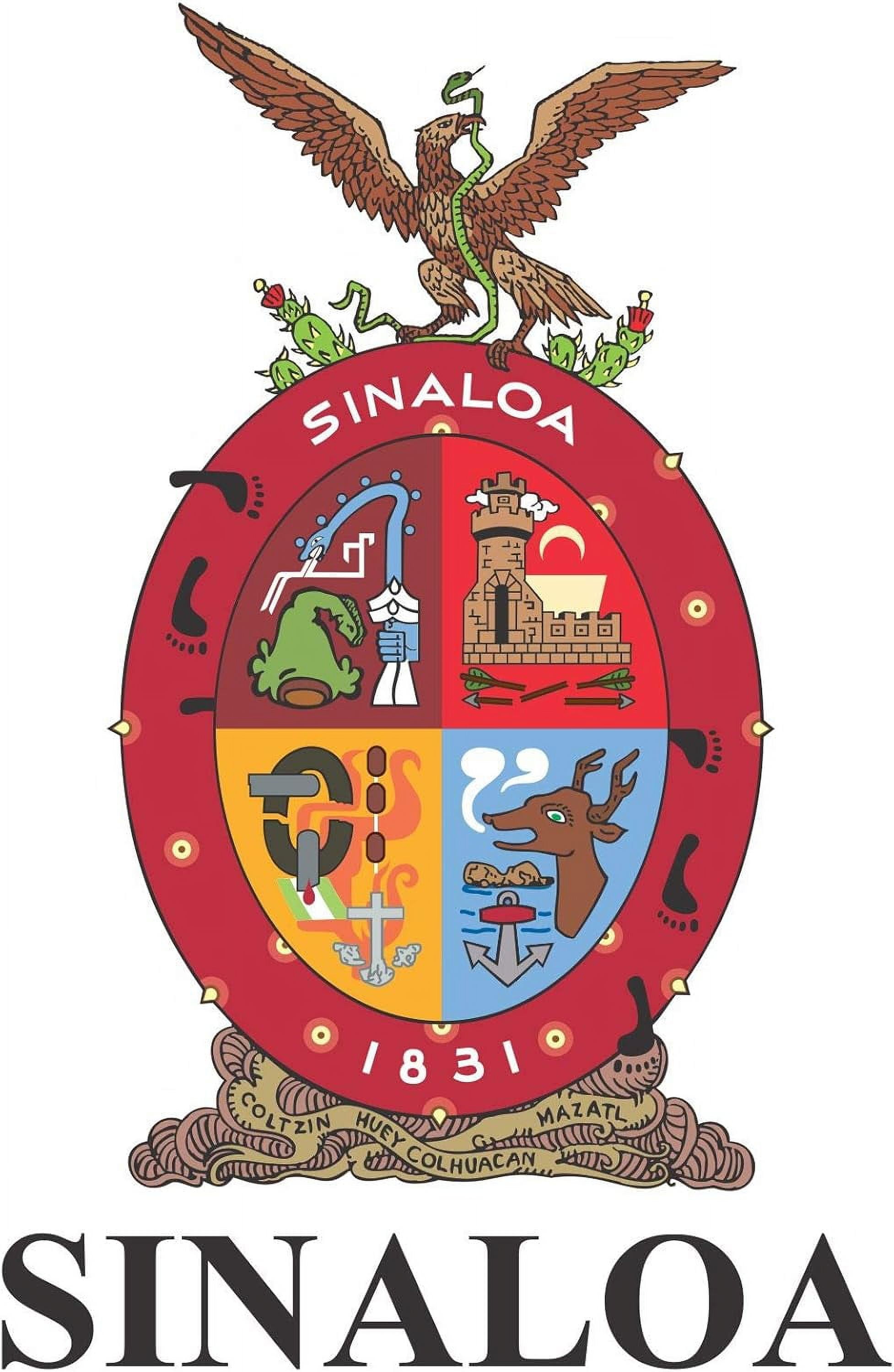 Set (2 PCS) Sinaloa Mexico. Coat of Arms Decals Stickers Full Color ...