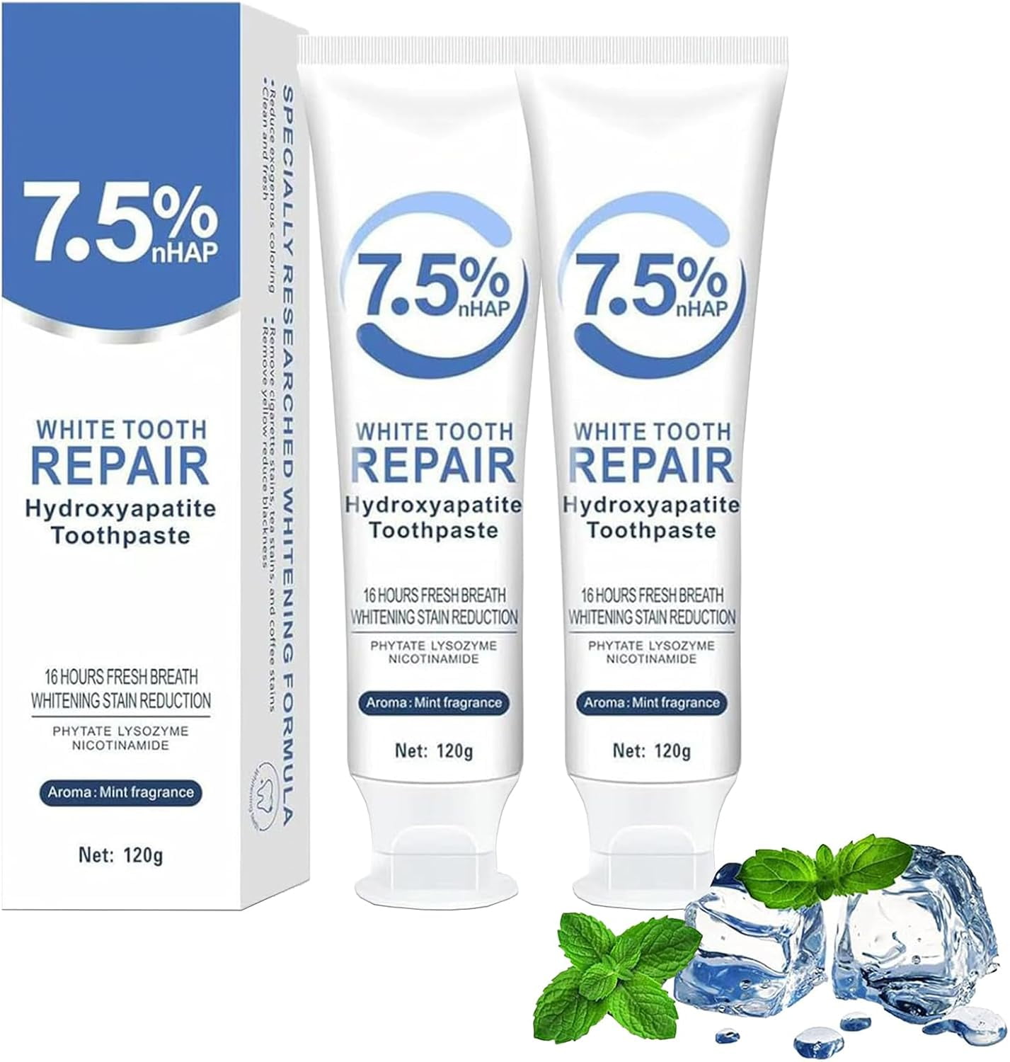 Set 2-Pack Hydroxyapatite Toothpaste for Teeth Remineralization, Enamel ...