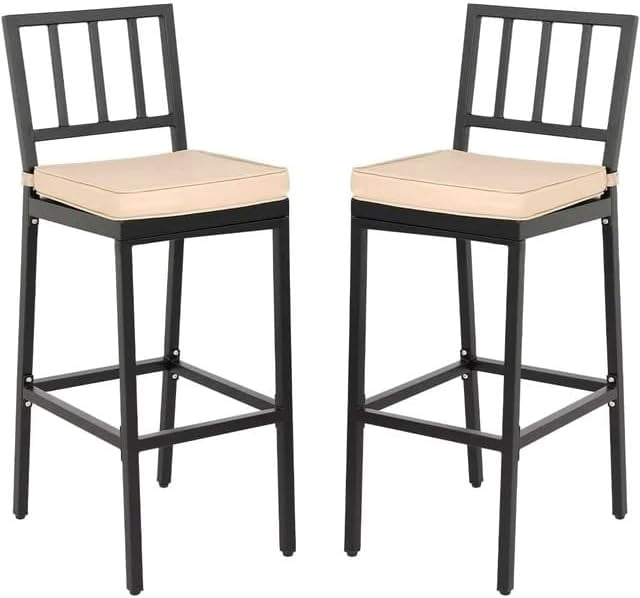Set of 2 Pack Metal Dining Bar Stools, Outdoor Bar Height Stool with ...