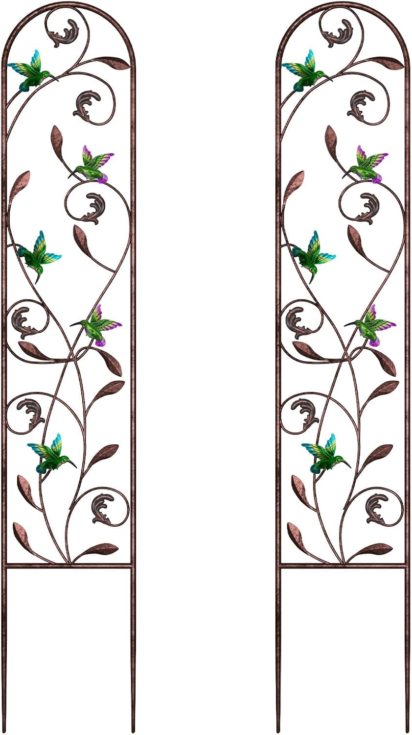 Set of 2 Packs Hummingbird Metal Garden Trellis for Climbing Plants ...