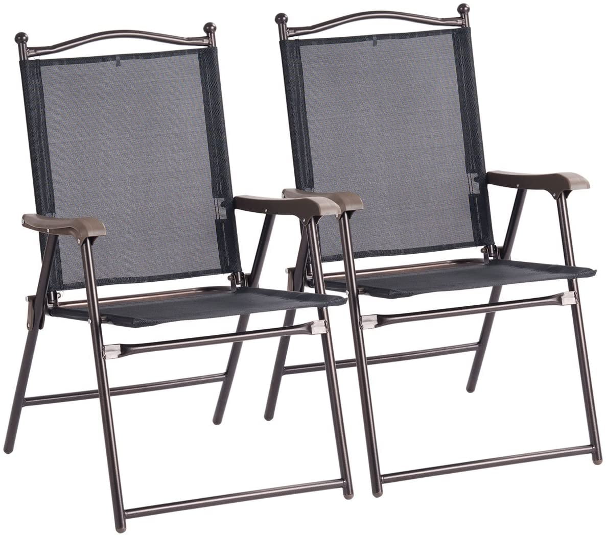 Set of 2 Patio Folding Chairs, Sling Chairs, Indoor Outdoor Lawn Chairs ...