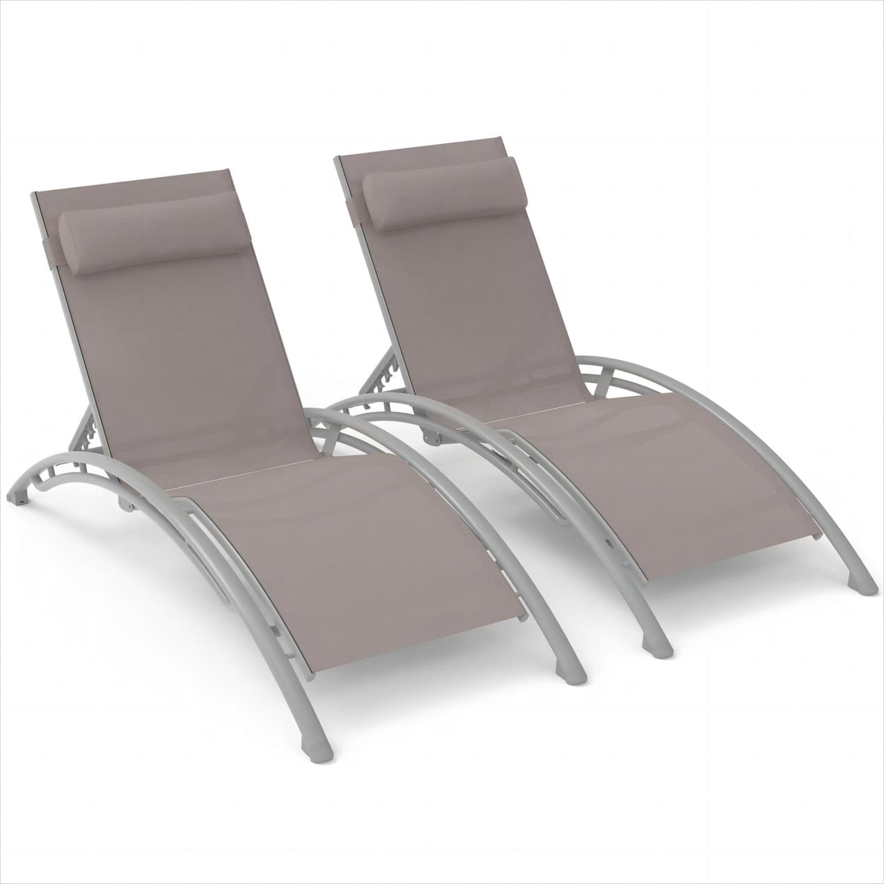Set of 2 Patio Recliner Chairs, Outdoor Chaise Lounge with Adjustable ...