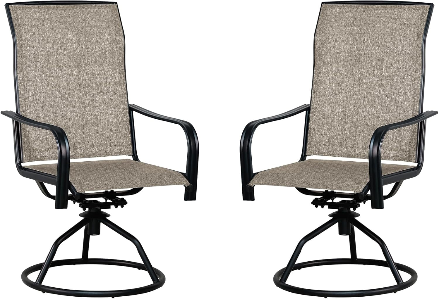 Set of 2 Patio Swivel Dining Chairs: 360° Rotating & 15° Rocking Motion ...