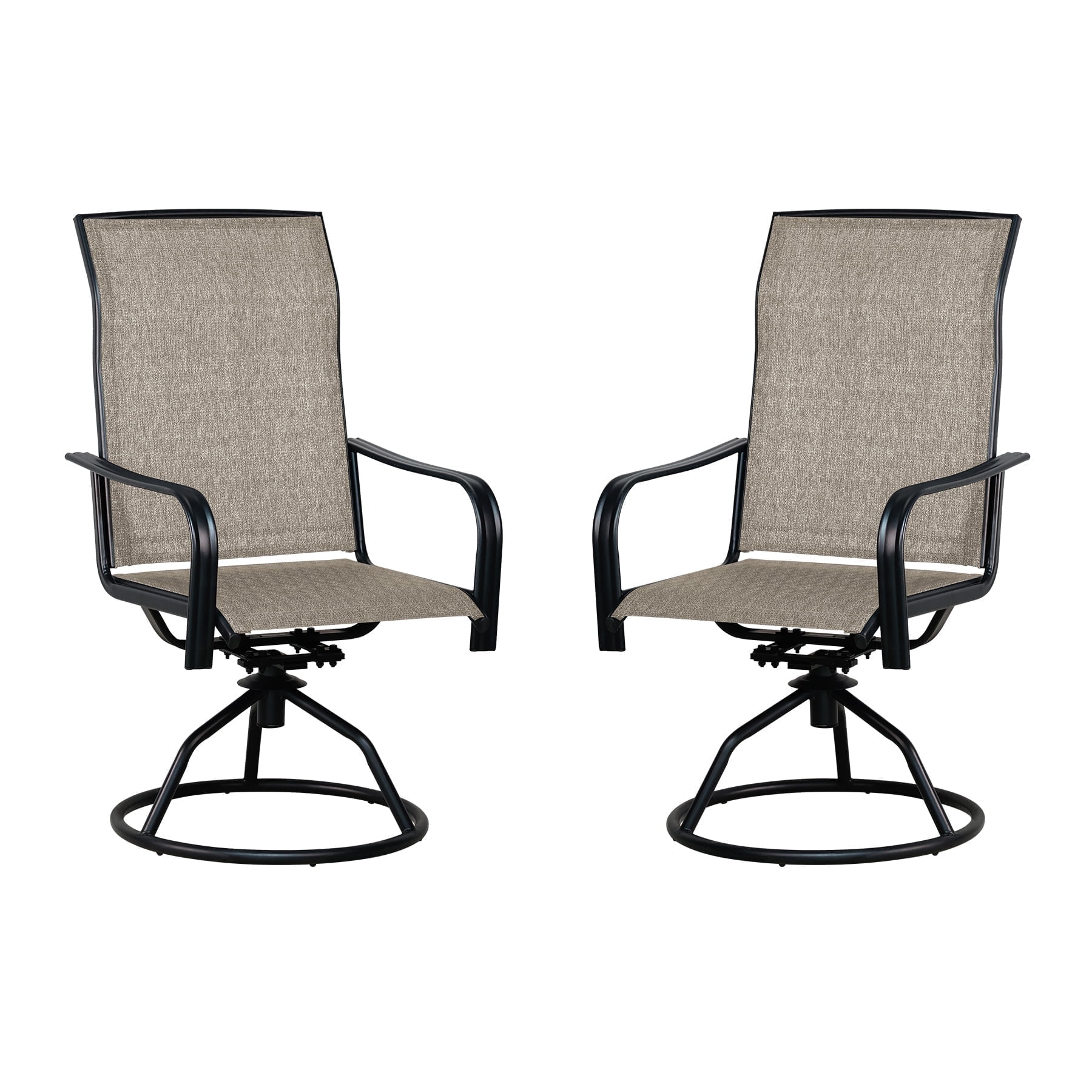 Set of 2 Patio Swivel Dining Chairs: 360° Rotating & 15° Rocking Motion ...