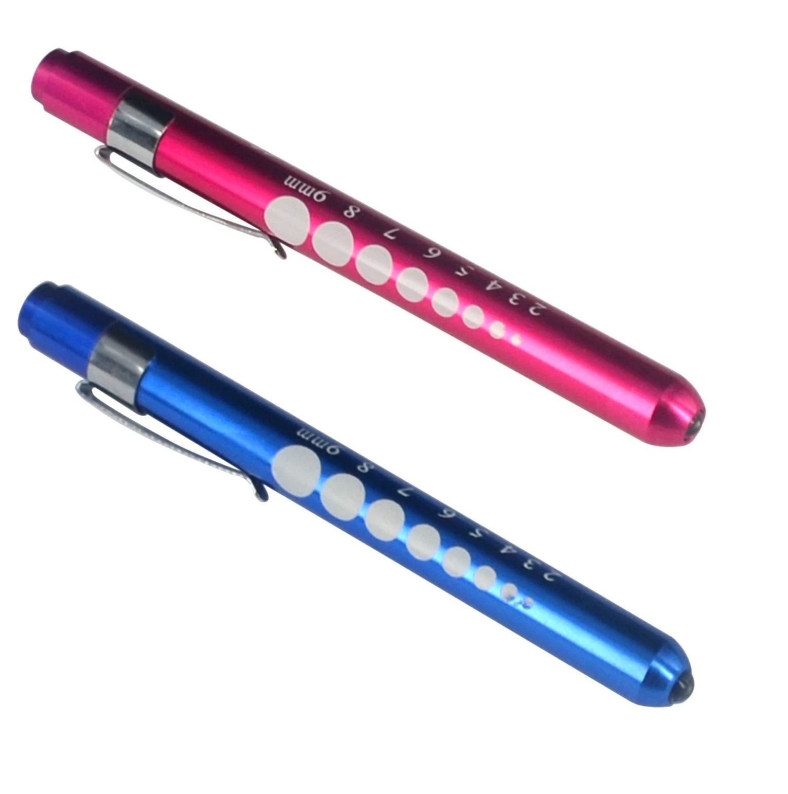Set 2 Pink Blue Aluminum Penlight Pocket Medical Led With Pupil Gauge ...