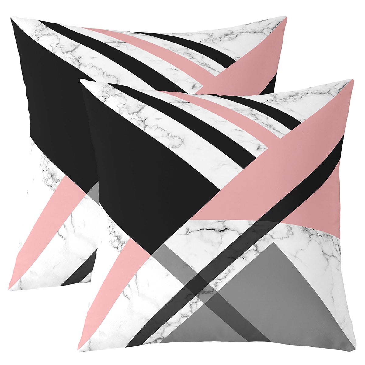 Set of 2 Pink Geometric 18x18 Inch Throw Pillow Covers Women Triangle ...