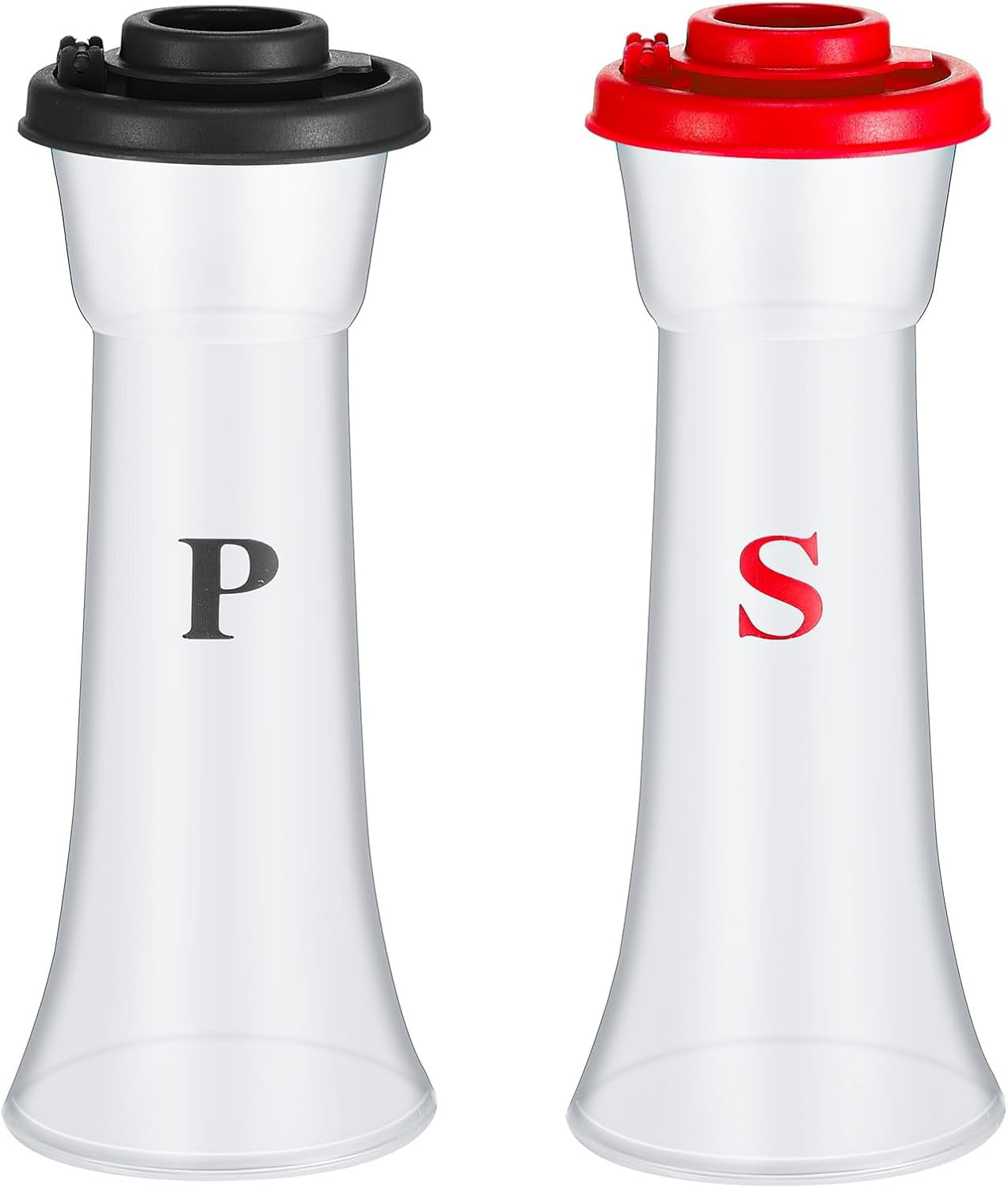 Set of 2 Plastic Salt and Pepper Shakers with Lids Large Hourglass ...