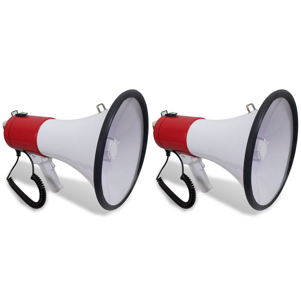 Set of (2) Portable Lightweight Megaphone, 800M-1000M Range Bullhorn ...