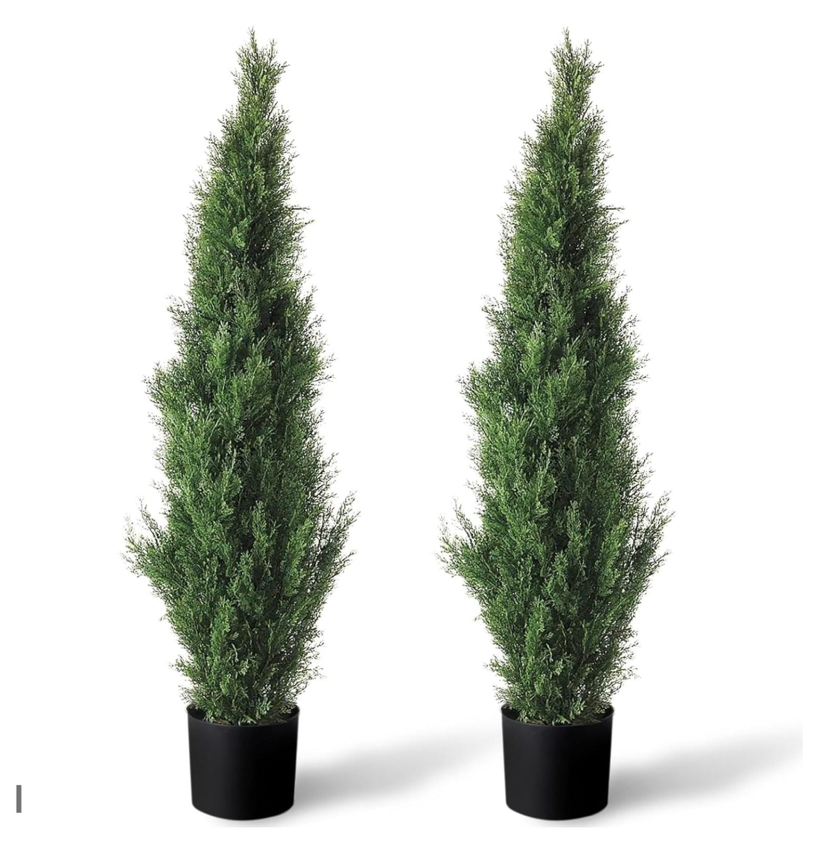 Set of 2 Pre-Potted 3.1 Feet Faux Cedar Tree, Lifelike UV Protected ...