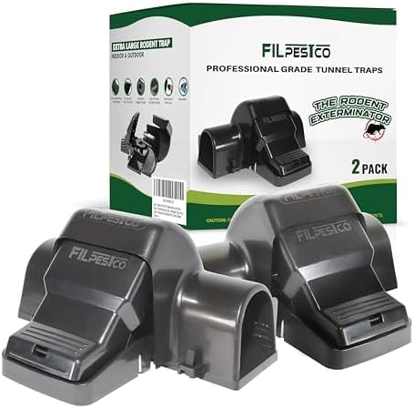 Set of 2 Professional Grade Extra Large Tunnel Rat Snap Traps, Mouse ...