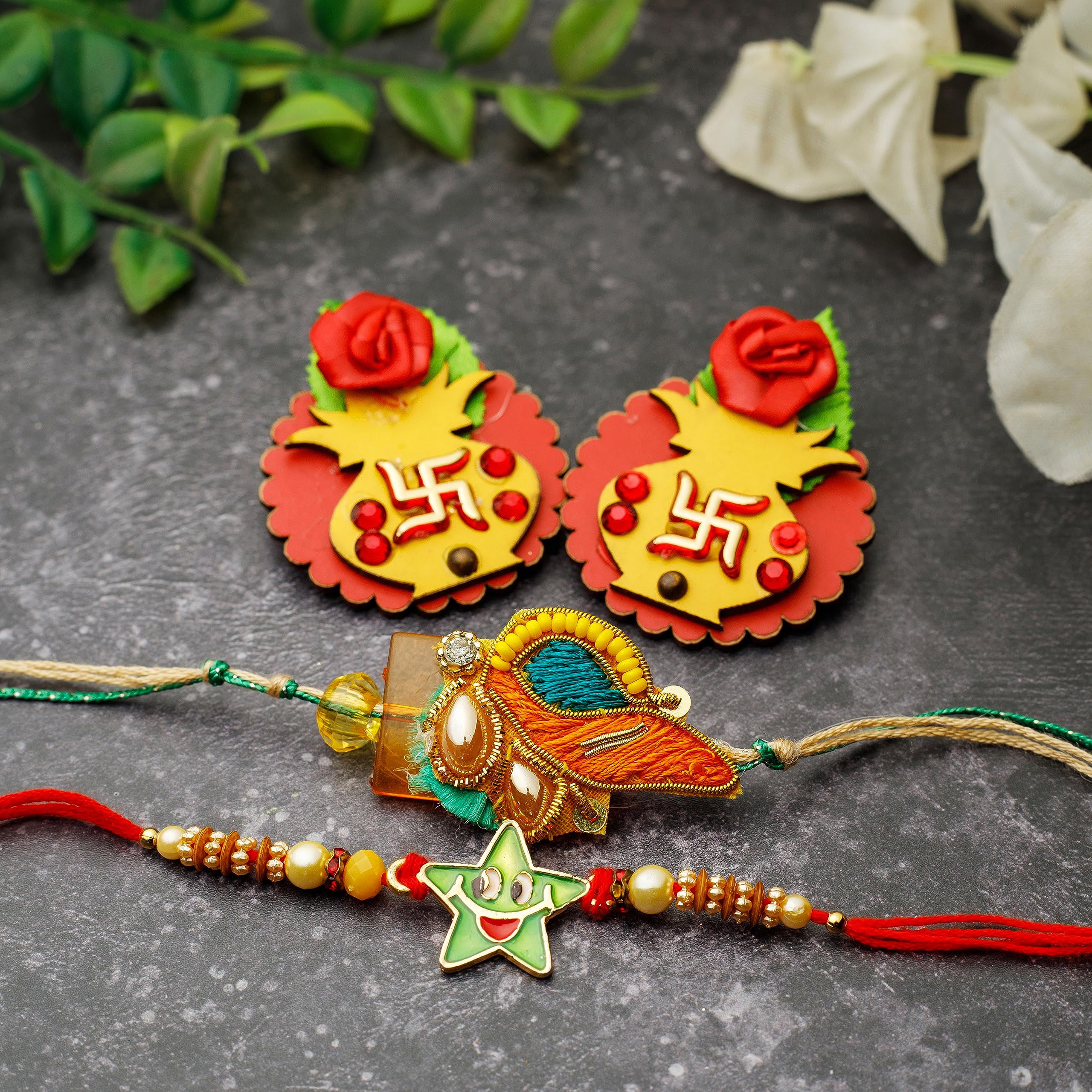Set of 2 Rakhi For Brother Rakhi with Gift Shubh Labh door wall sticker ...