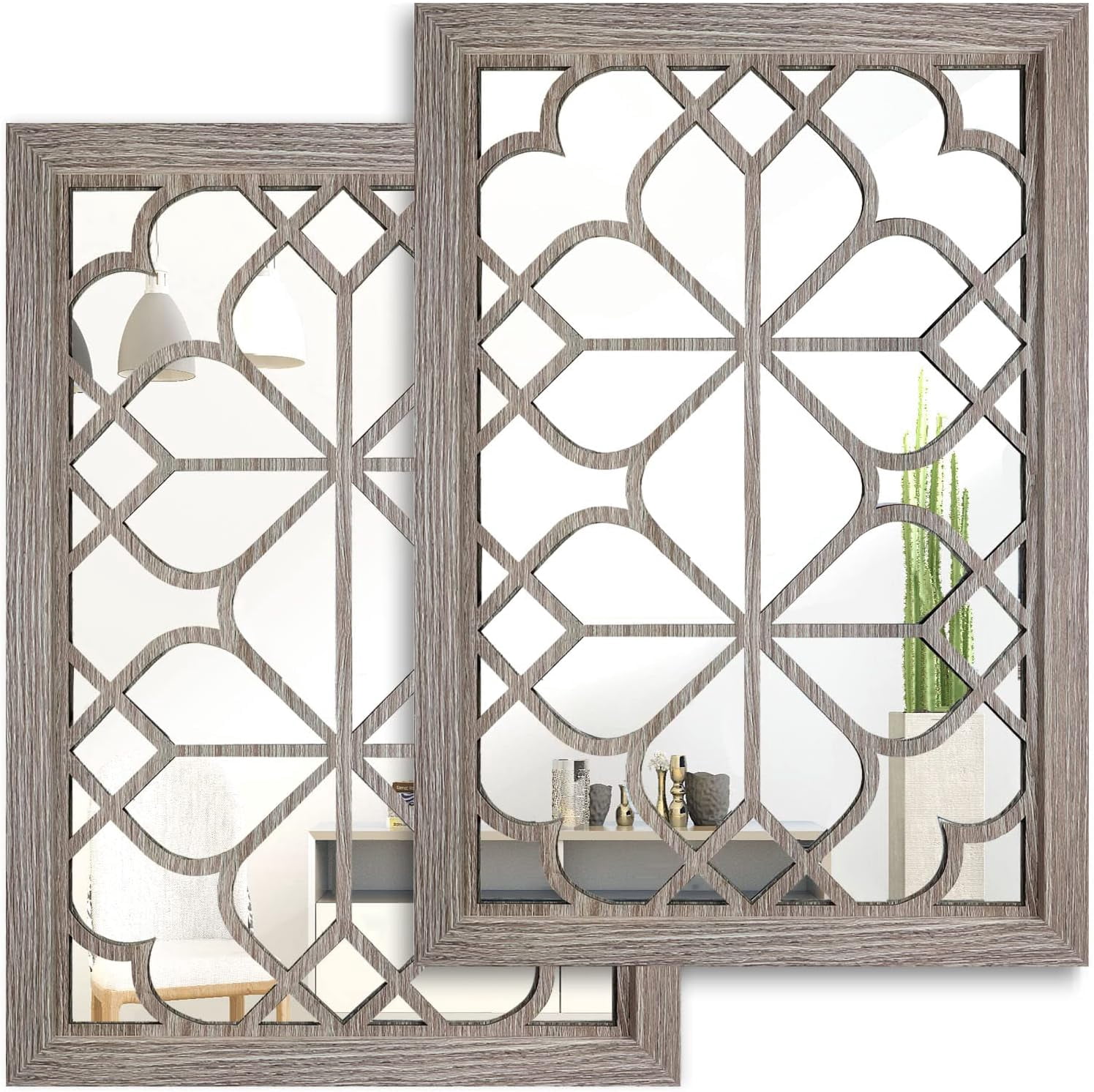 Set of 2 Rectangular Wall Mirror,Gorgeous Rustic Farmhouse Accent ...