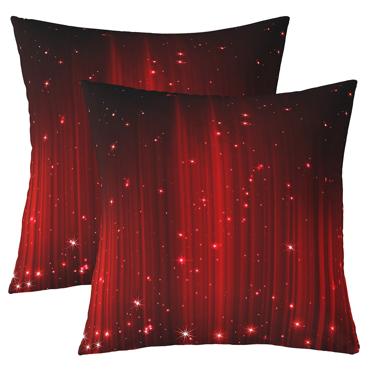 Set Of 2 Red Ombre Cushion Cases 20x20 Inch Ombre Linellae Throw Pillow ...