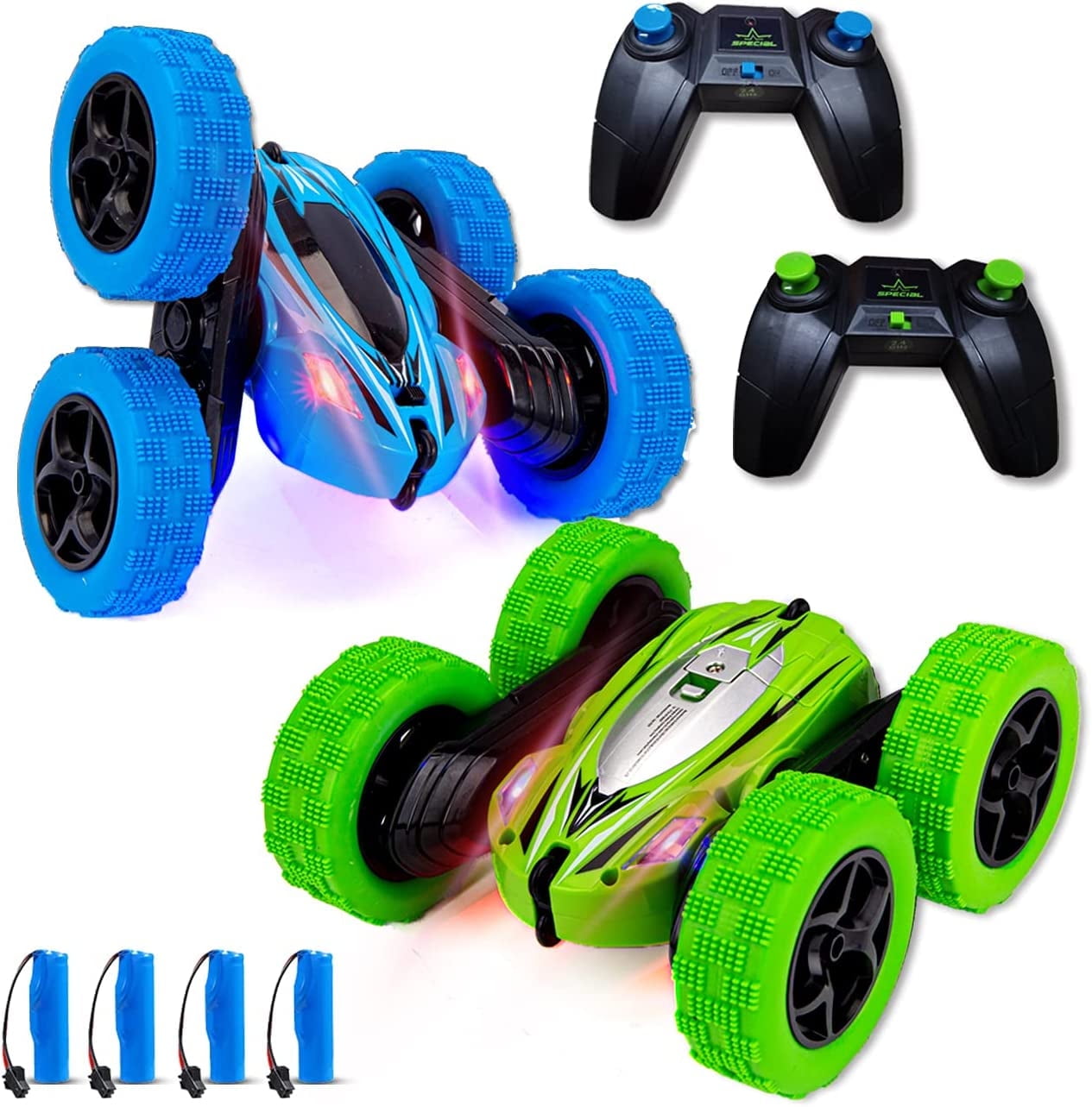 Set of 2 Remote Control Stunt Cars for Kids, 2.4GHz High-Speed Rock ...