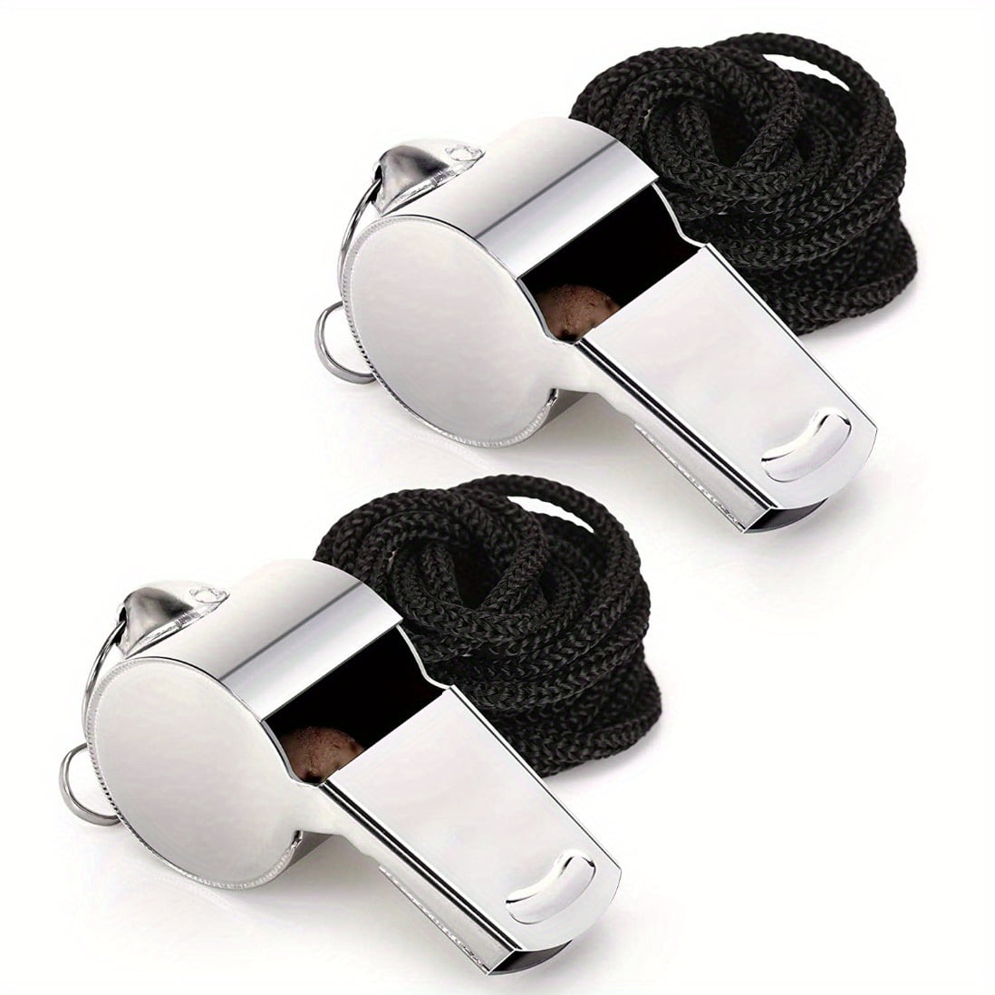 Set Of 2 Round Mouth Whistles, Stainless Steel Super Loud Sports ...