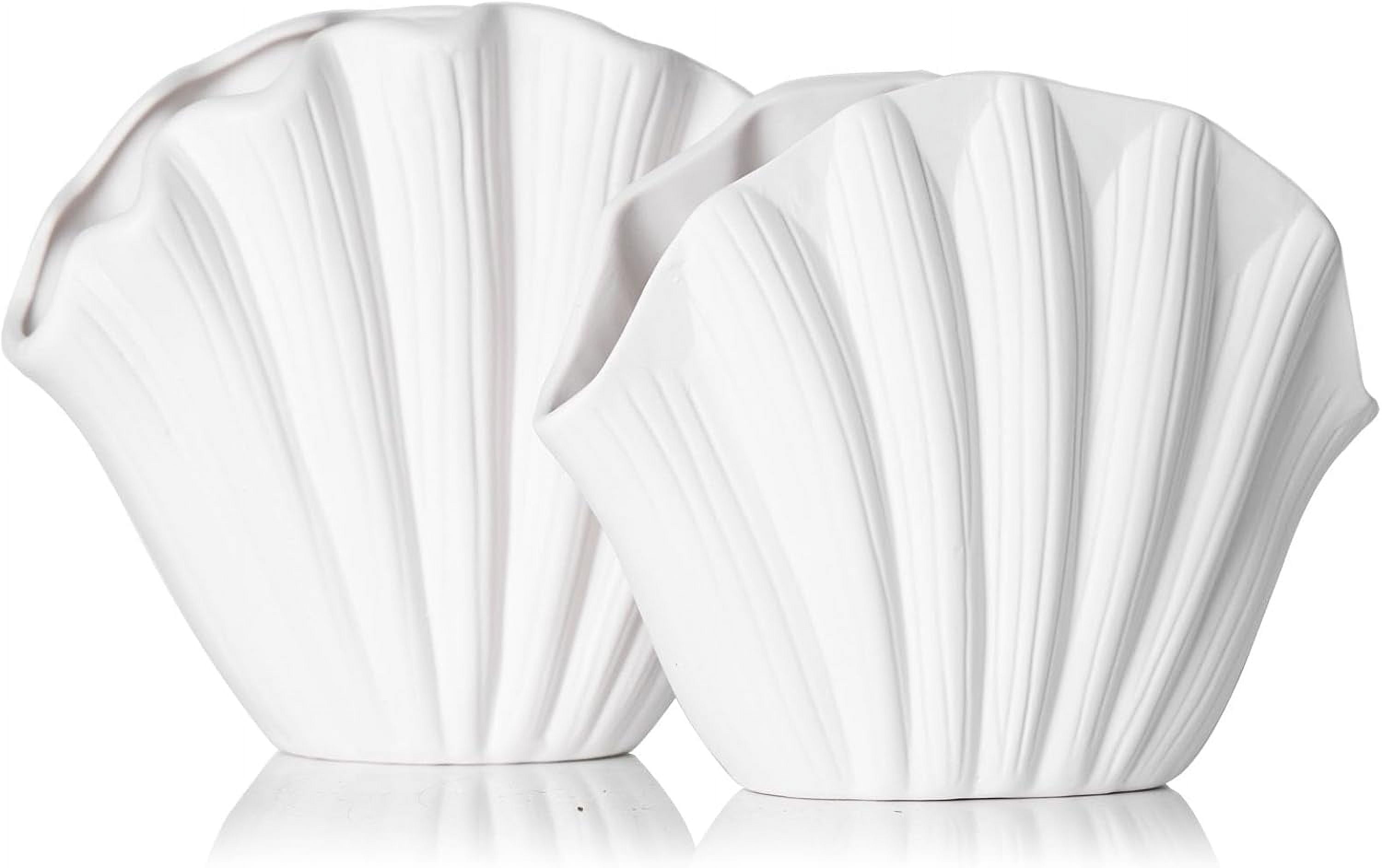Set of 2 Shell Vases for Living Room Decor, Ceramic Vases for Modern ...