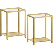 Kings Brand Furniture - Modern, Square Glass & Gold Metal Side End ...