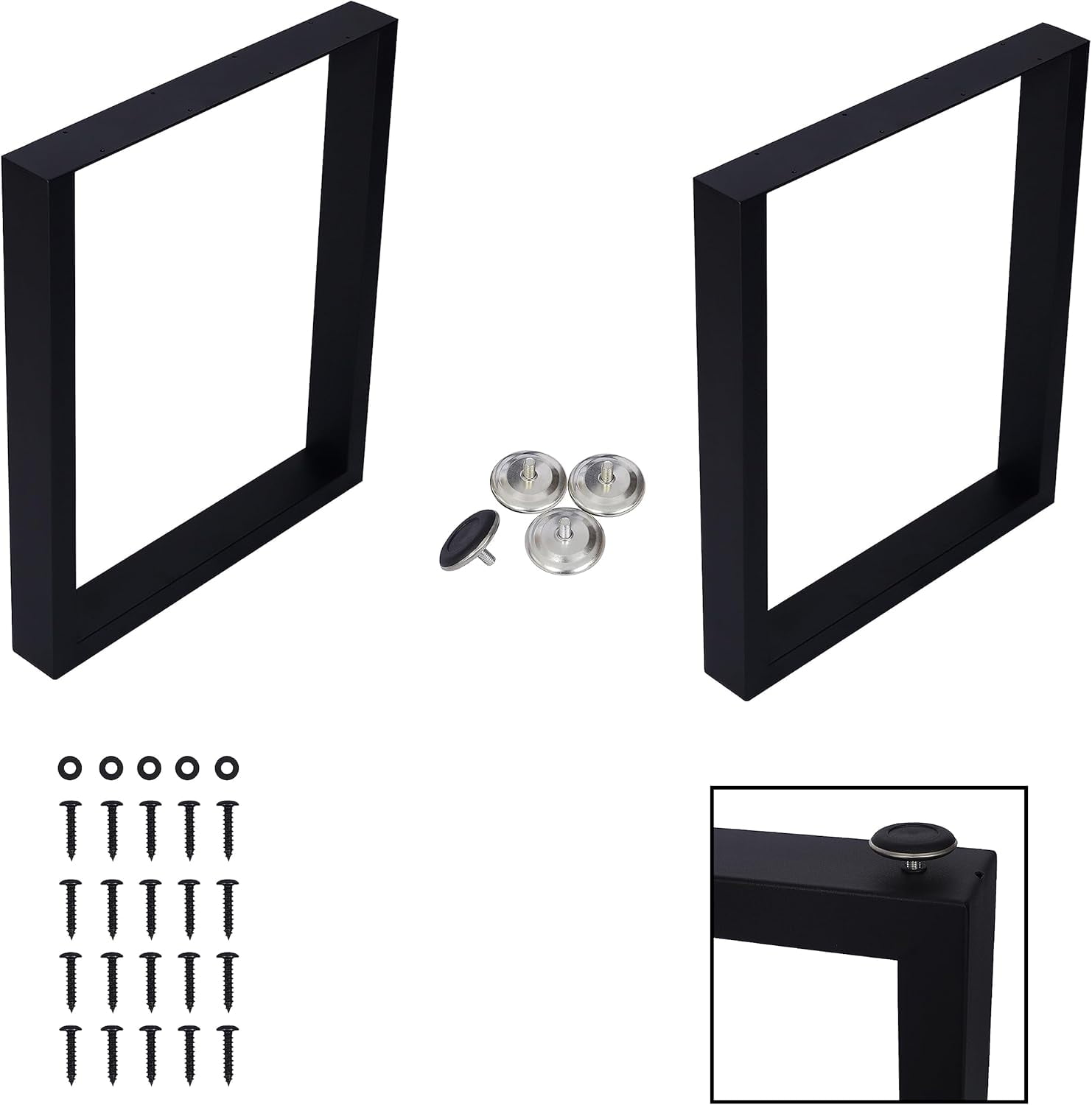 Set of 2 Square Table Legs,28" H x 35" W Steel Dining Table Frame,Heavy ...