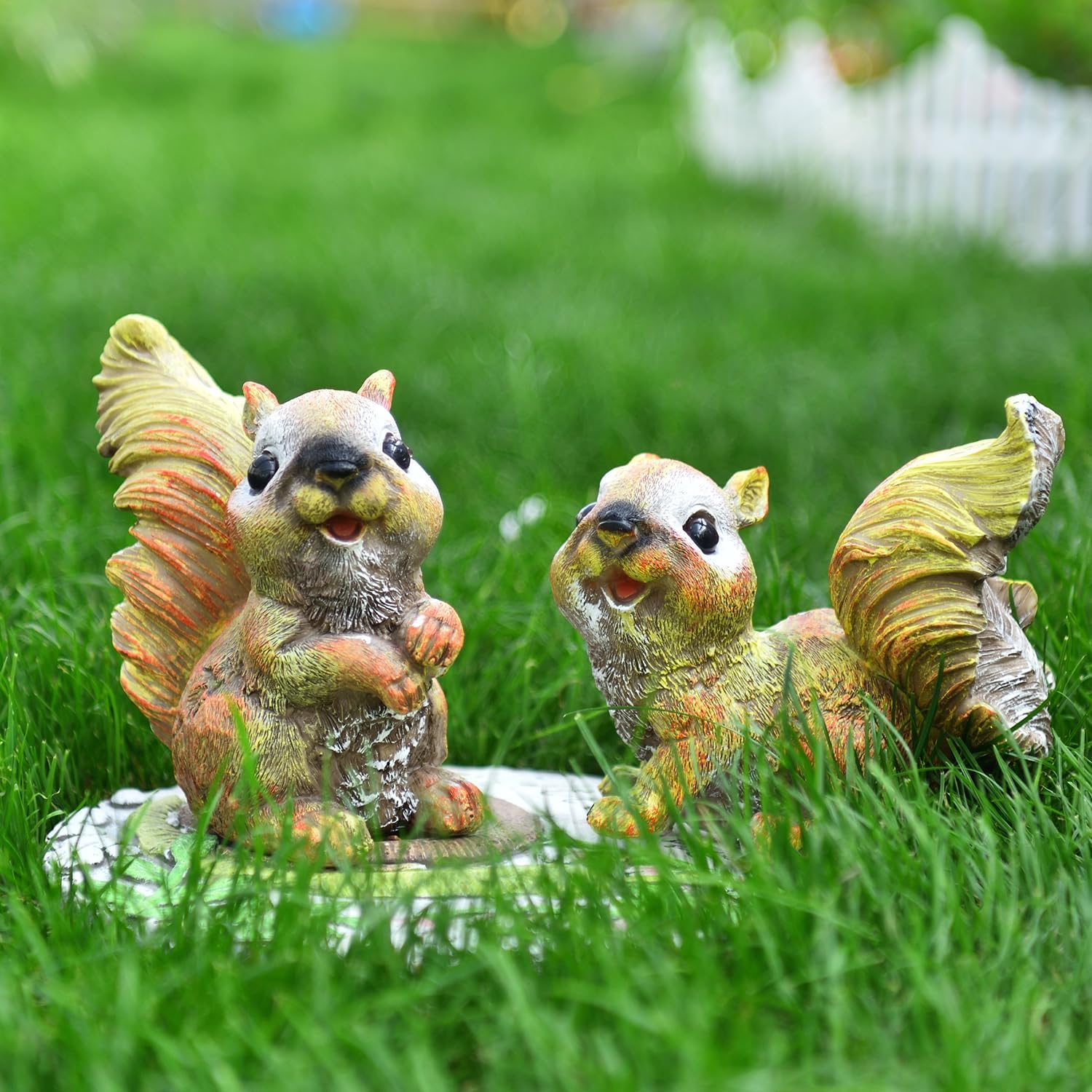 Set of 2 Squirrel Outdoor Garden Statues, Resin Animal Sculptures Cute Squirrel Statue, Squirrel ...