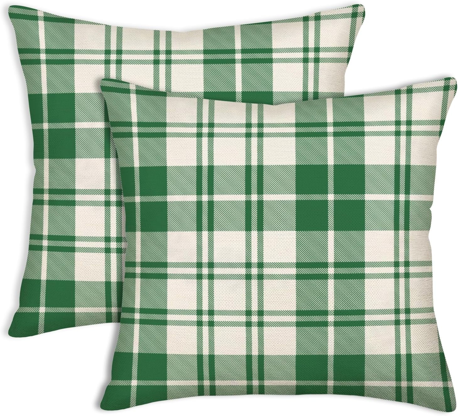 Set of 2 St Patricks Day Green Buffalo Check Plaid Throw Pillow Covers ...