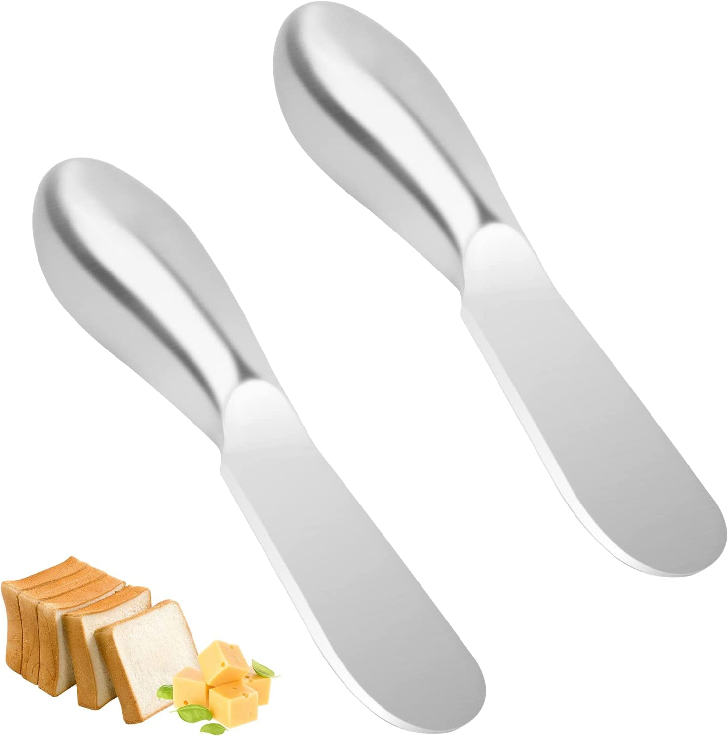 Set of 2 Stainless Steel Butter Knife, Cheese Spreader with Ergonomic ...