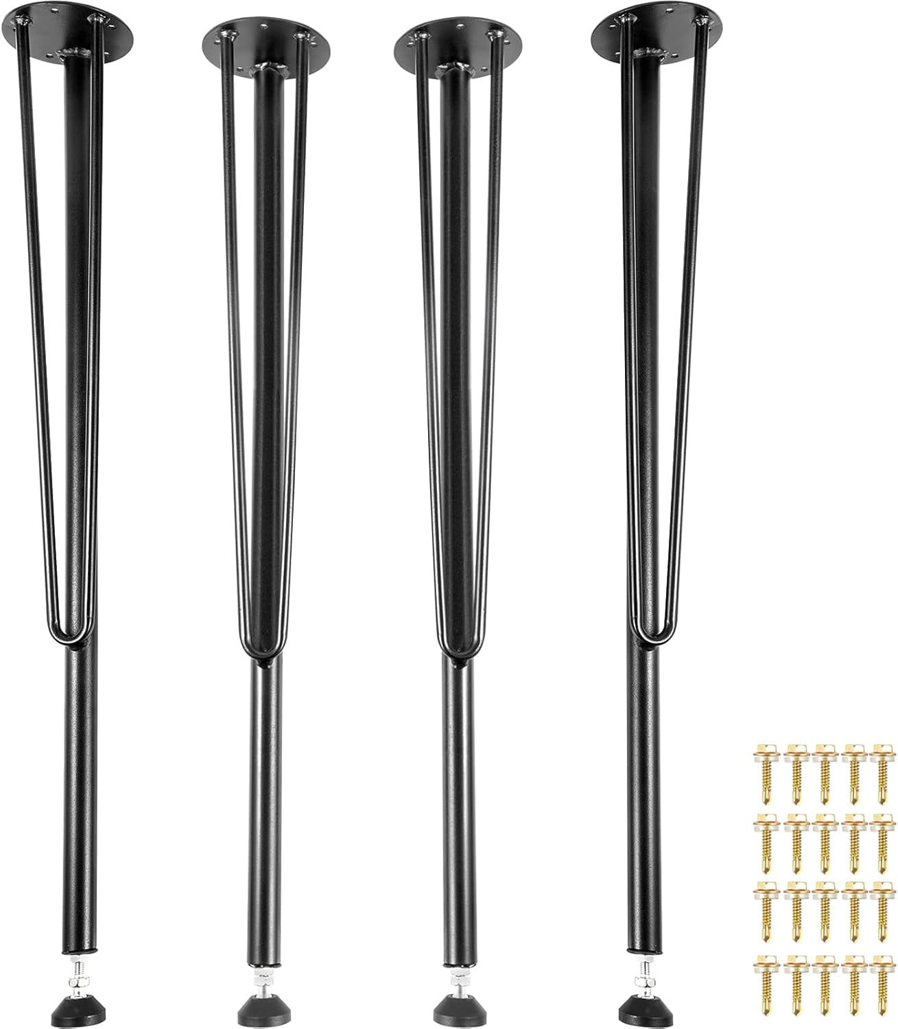 Set of 2 Steel Table Legs, 28'' Height 24'' Wide, Heavy Duty 3.1'' Width Box Section Square ...