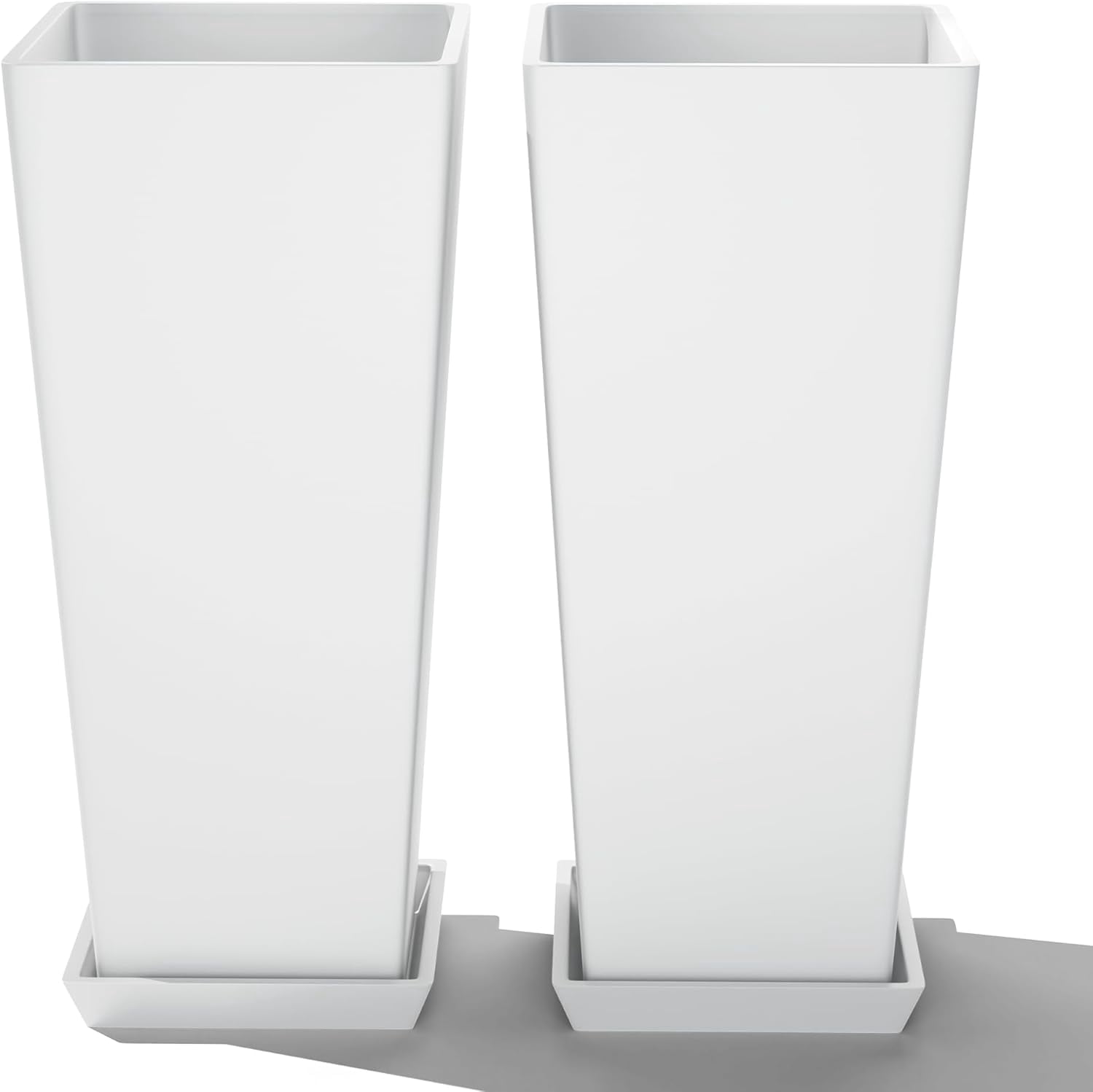 Set of 2 Tall Planters for Outdoor Plants, 24 Inch Large Tapered Pots ...