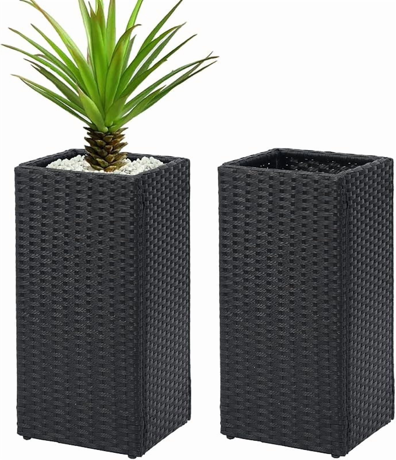 Set of 2 Tall Planters for Outdoor Plants Handmade 24'' Wicker Tall ...