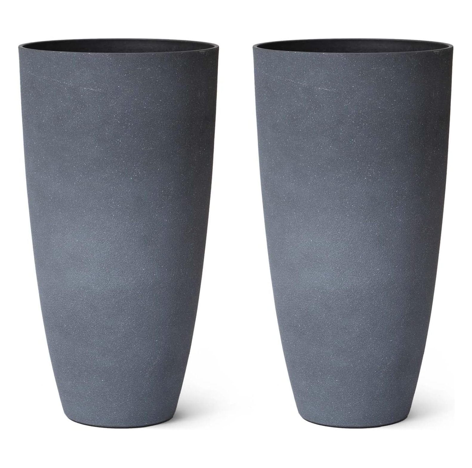 Set of 2 Tall Planters with Trays, 20 Inch Indoor/Outdoor Tall Planters ...