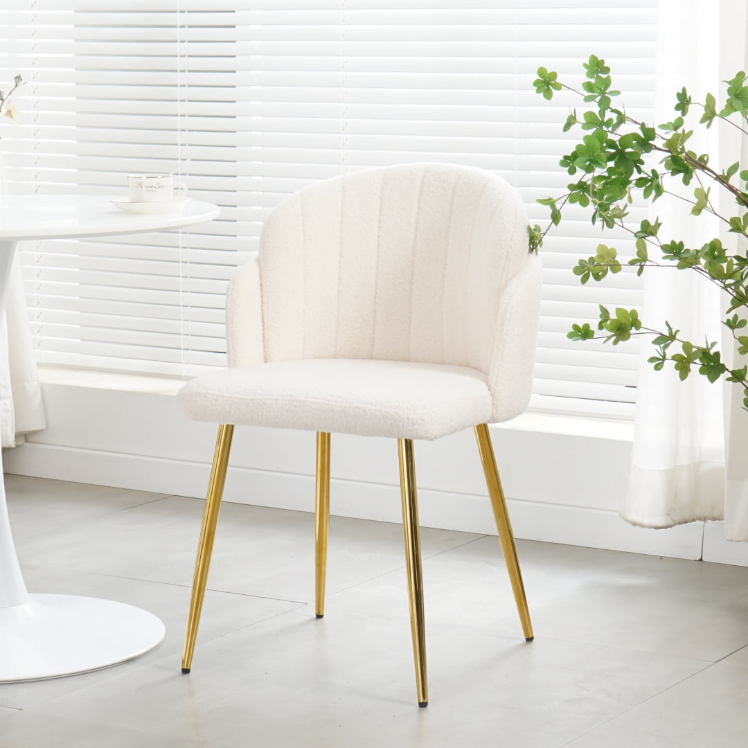 Set of 2 Teddy Fleece Dining Chair, 17.3 Inch Width Modern Upholstered ...