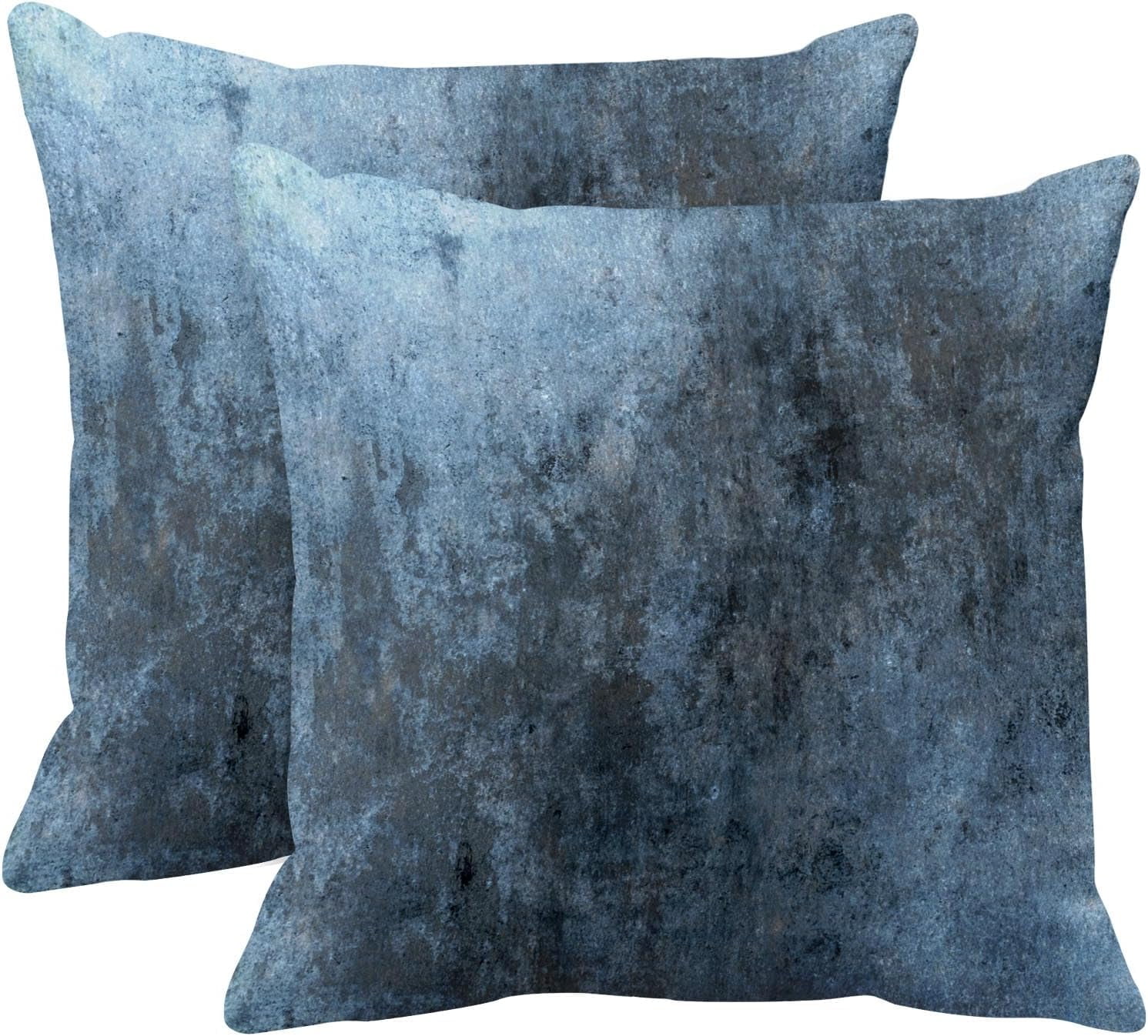 Set of 2 Throw Pillow Covers Modern Abstract Painting Blue White and ...