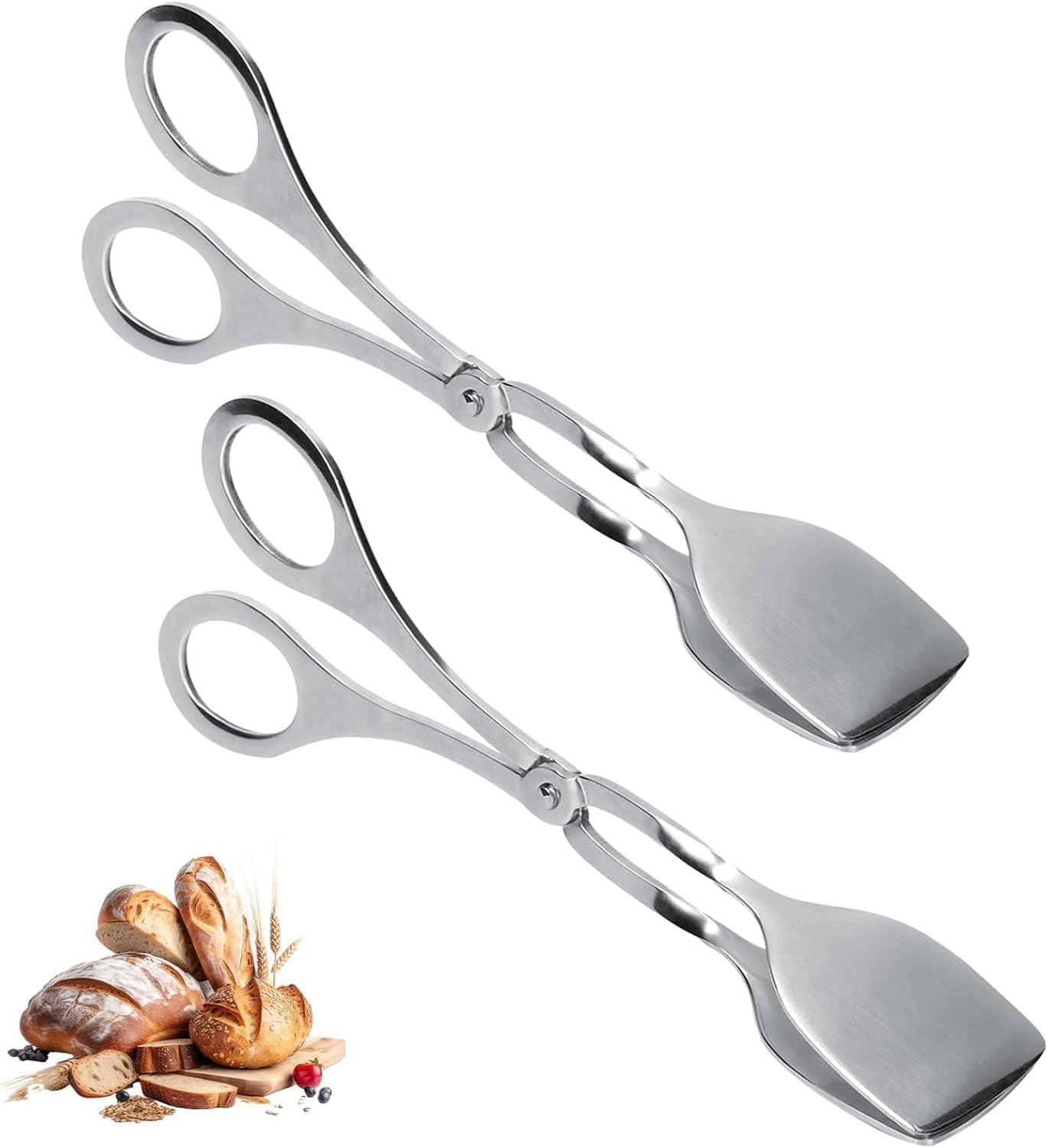 Set of 2 Tongs for Cooking, Stainless Steel Cooking Tongs Kitchen Metal ...