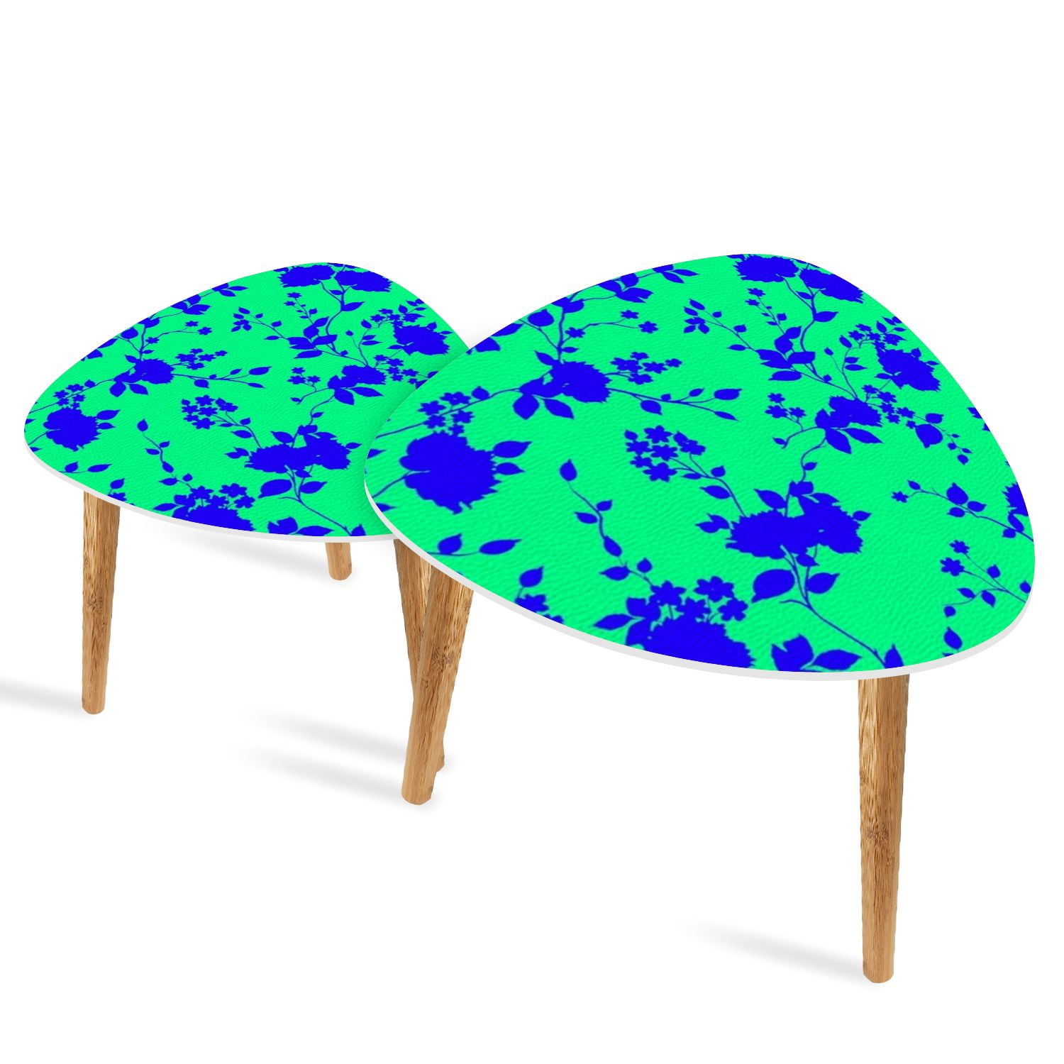 Set of 2 Triangle End Table Abstract Hand Drawing Two Colors Victorian ...