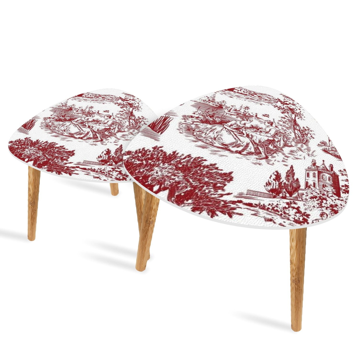 Set of 2 Triangle End Table Abstract Victorian seamless pattern hand ...