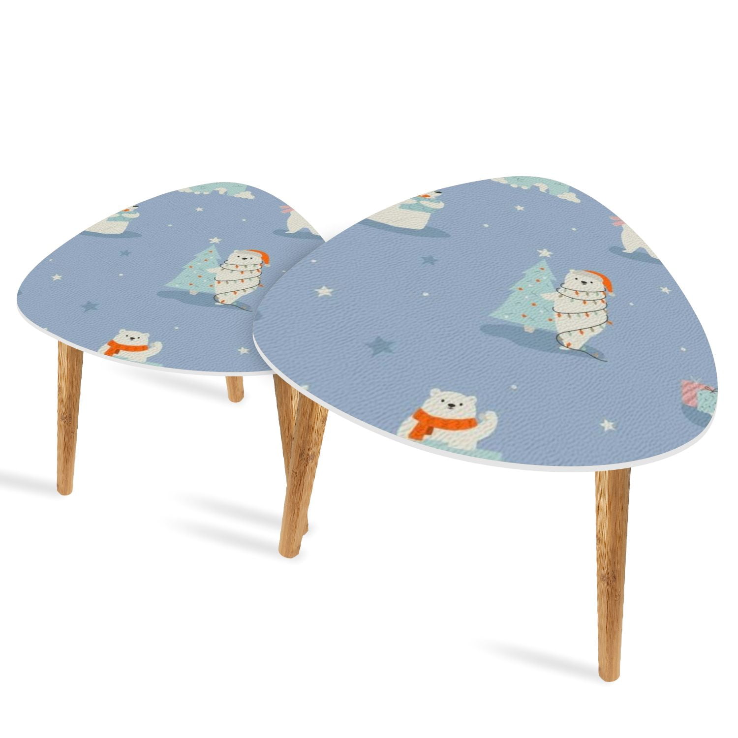 Set of 2 Triangle End Table Adorable Christmas seamless pattern festive ...