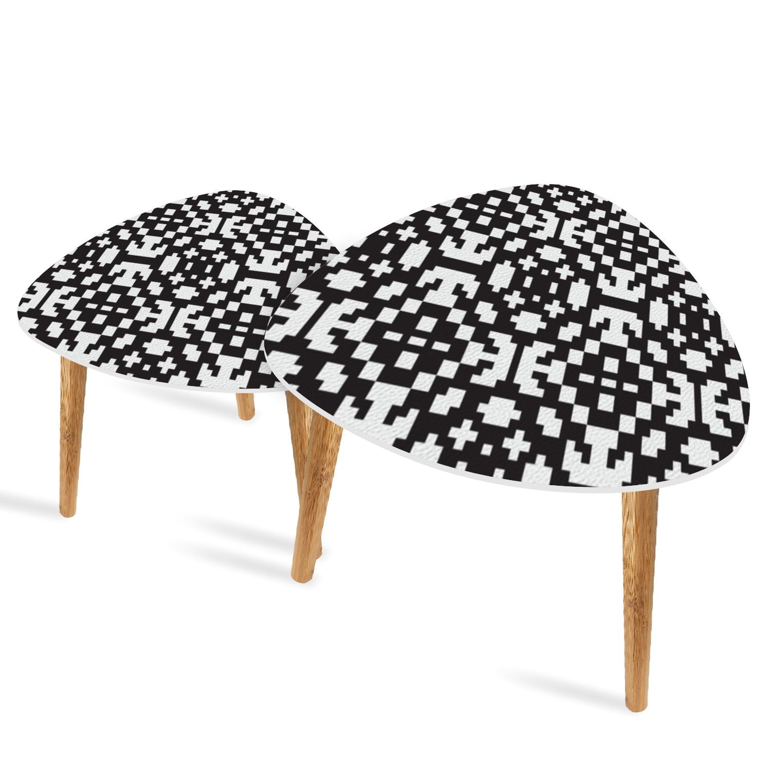 Set of 2 Triangle End Table Beautiful Figure Tribal Thai Geometric ...