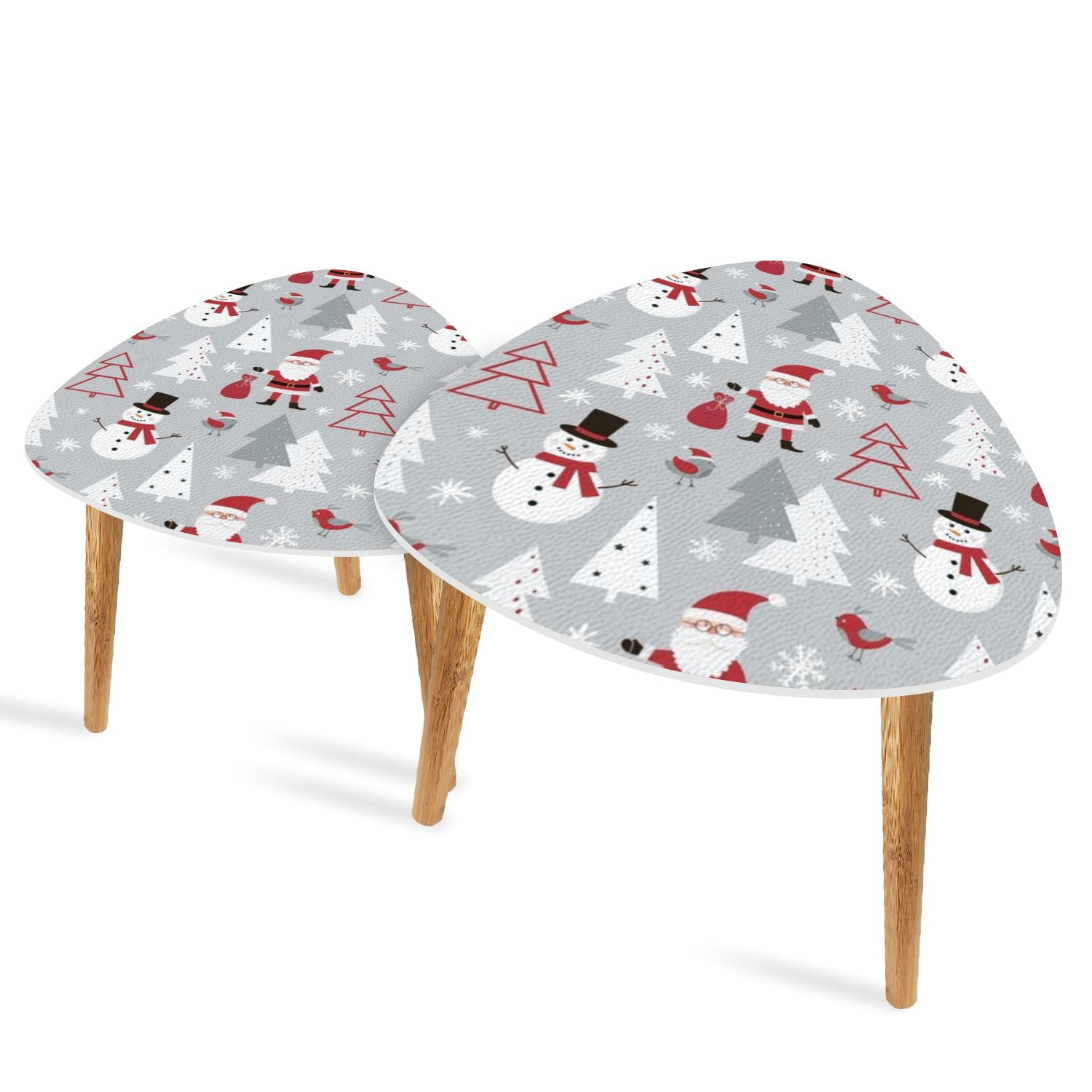Set of 2 Triangle End Table Christmas seamless pattern Santa Claus ...