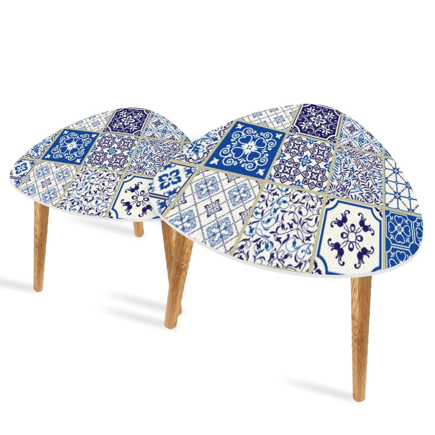 Set of 2 Triangle End Table Collection 15 ceramic tiles turkish style ...