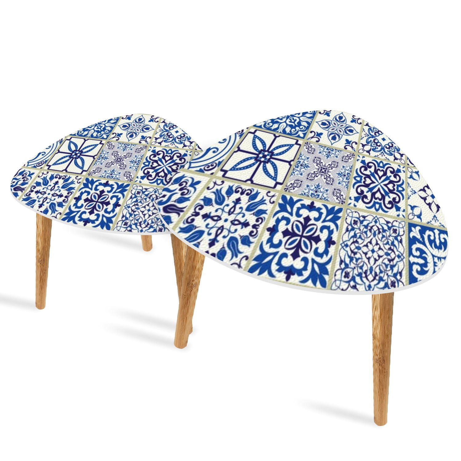 Set of 2 Triangle End Table Collection 15 ceramic tiles turkish style ...