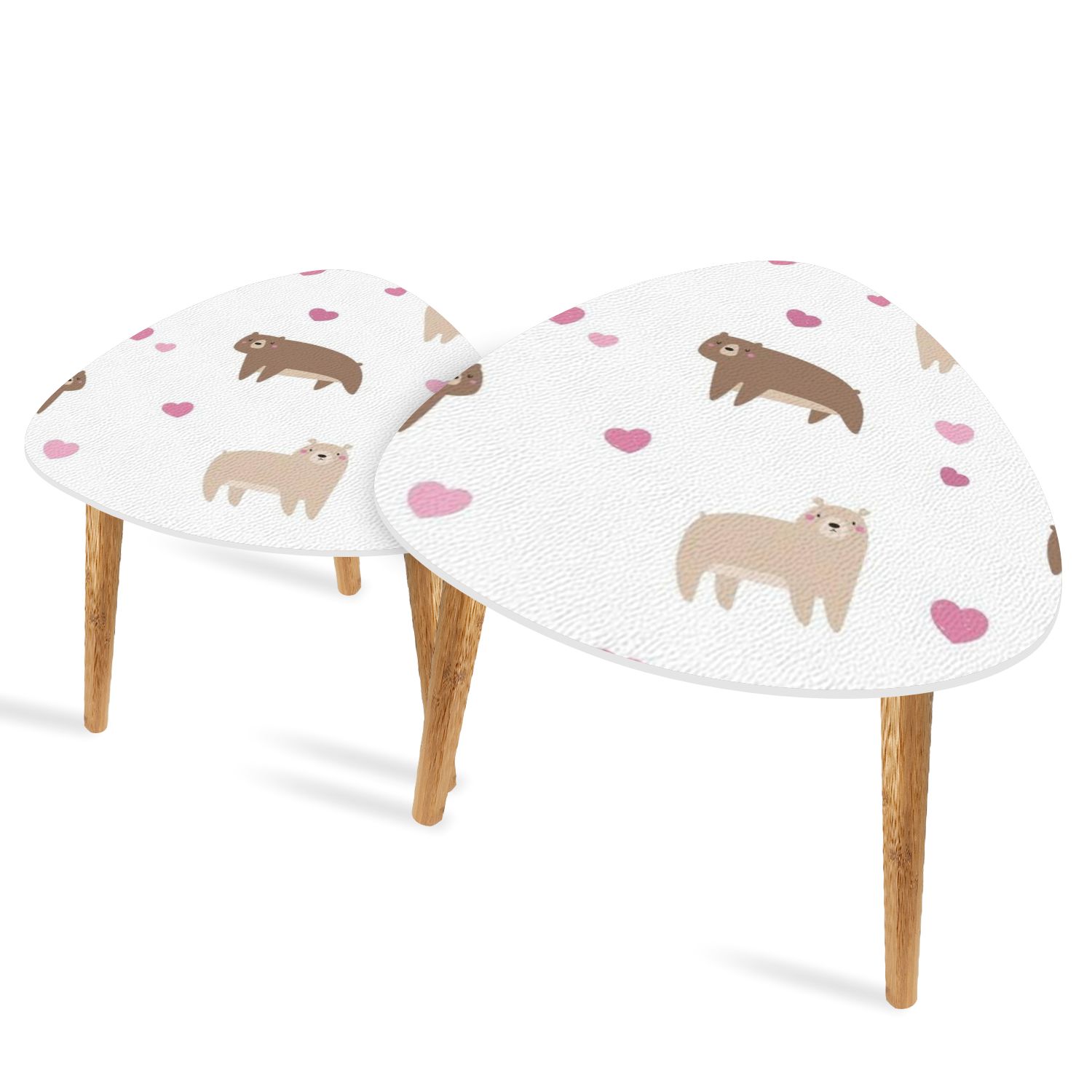 Set of 2 Triangle End Table Cute Animal Seamless Pattern Adorable ...
