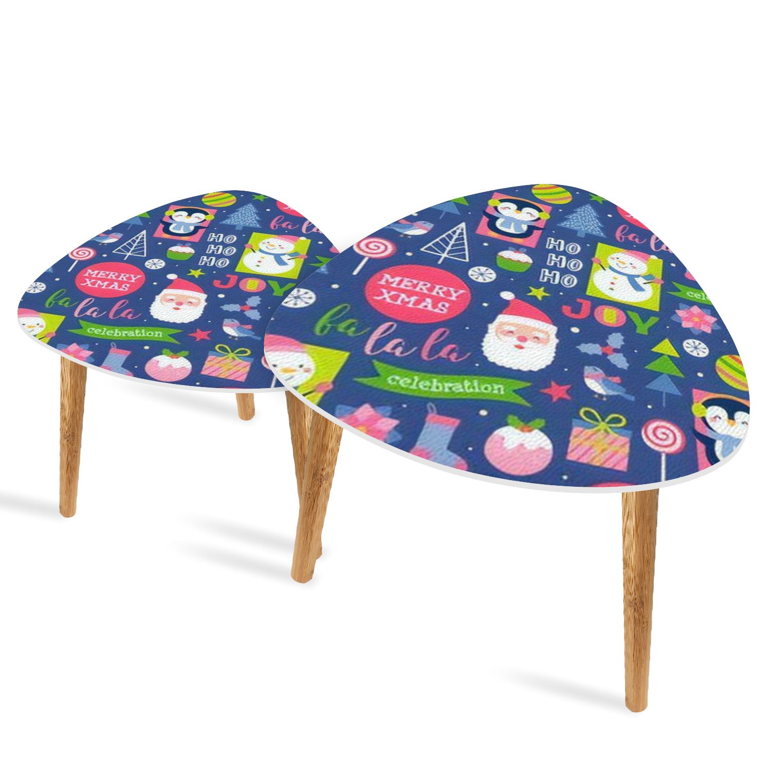 Set of 2 Triangle End Table Cute cartoon character decorative elements ...