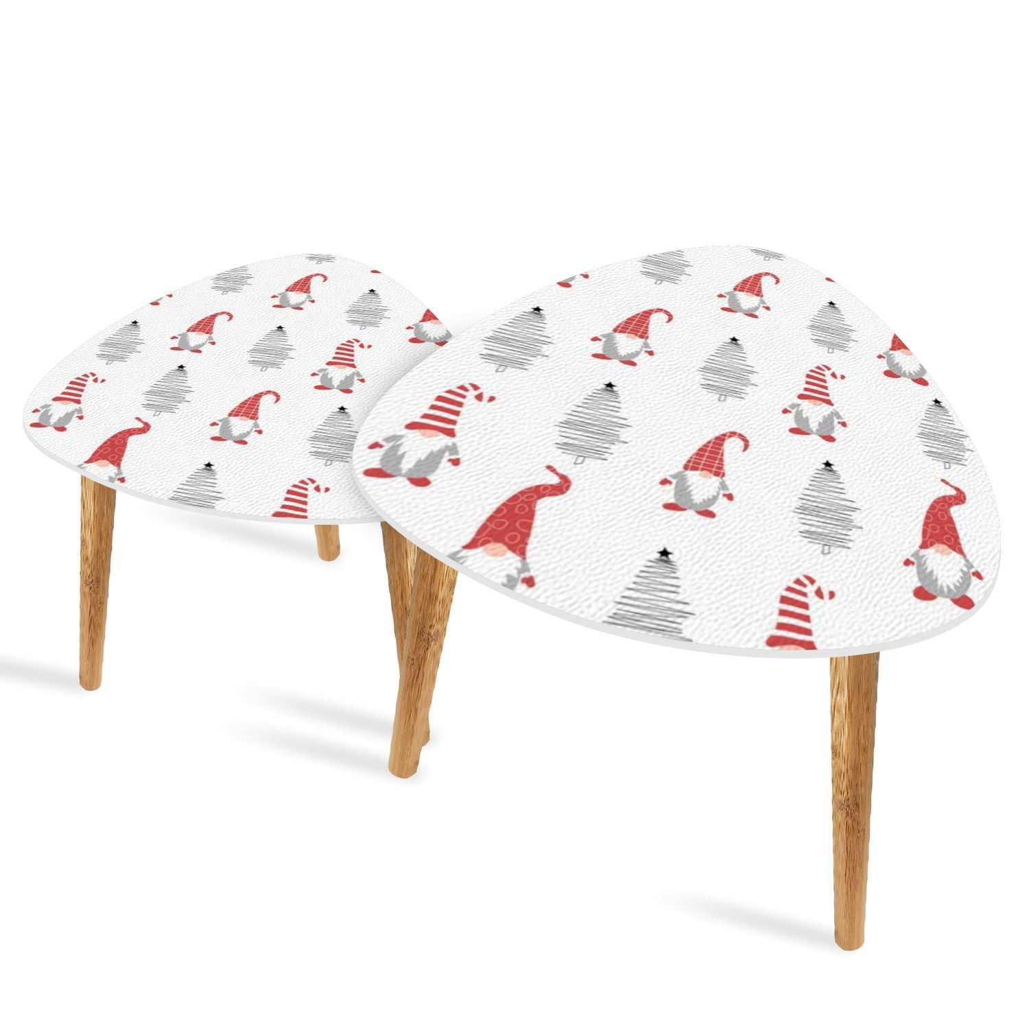 Set of 2 Triangle End Table Cute christmas gnomes seamless pattern ...