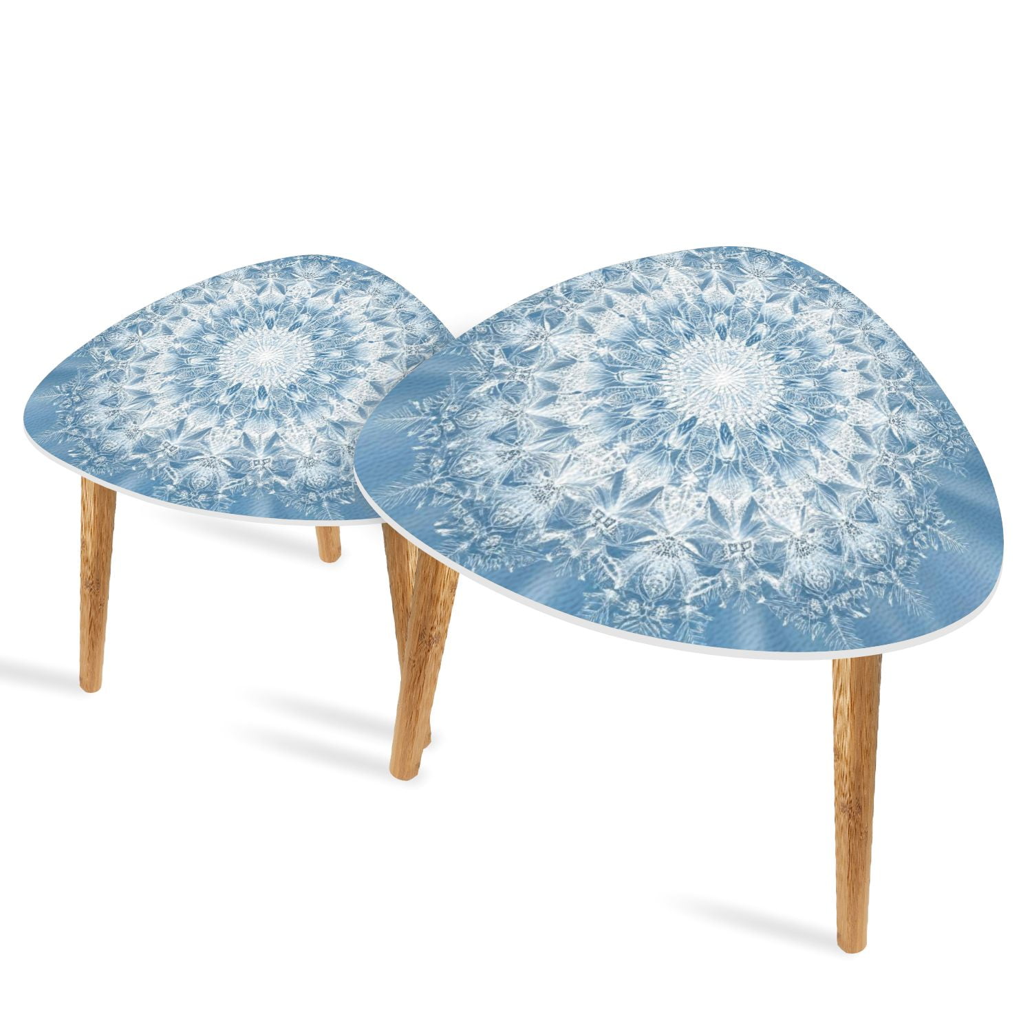 Set of 2 Triangle End Table Holiday Linen Paper Symmetrical Shapes Line ...