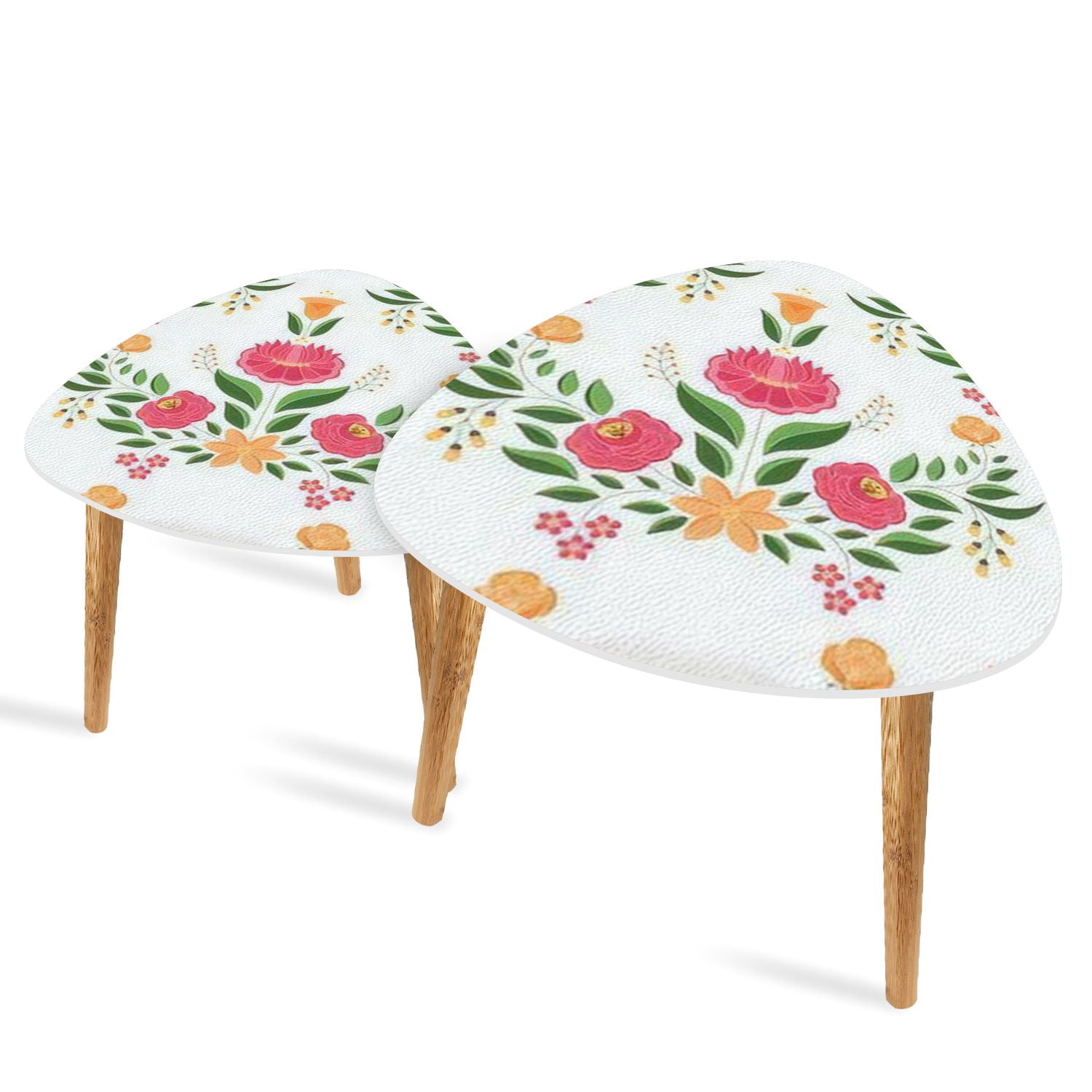 Set of 2 Triangle End Table Hungarian folk pattern seamless Kalocsa ...