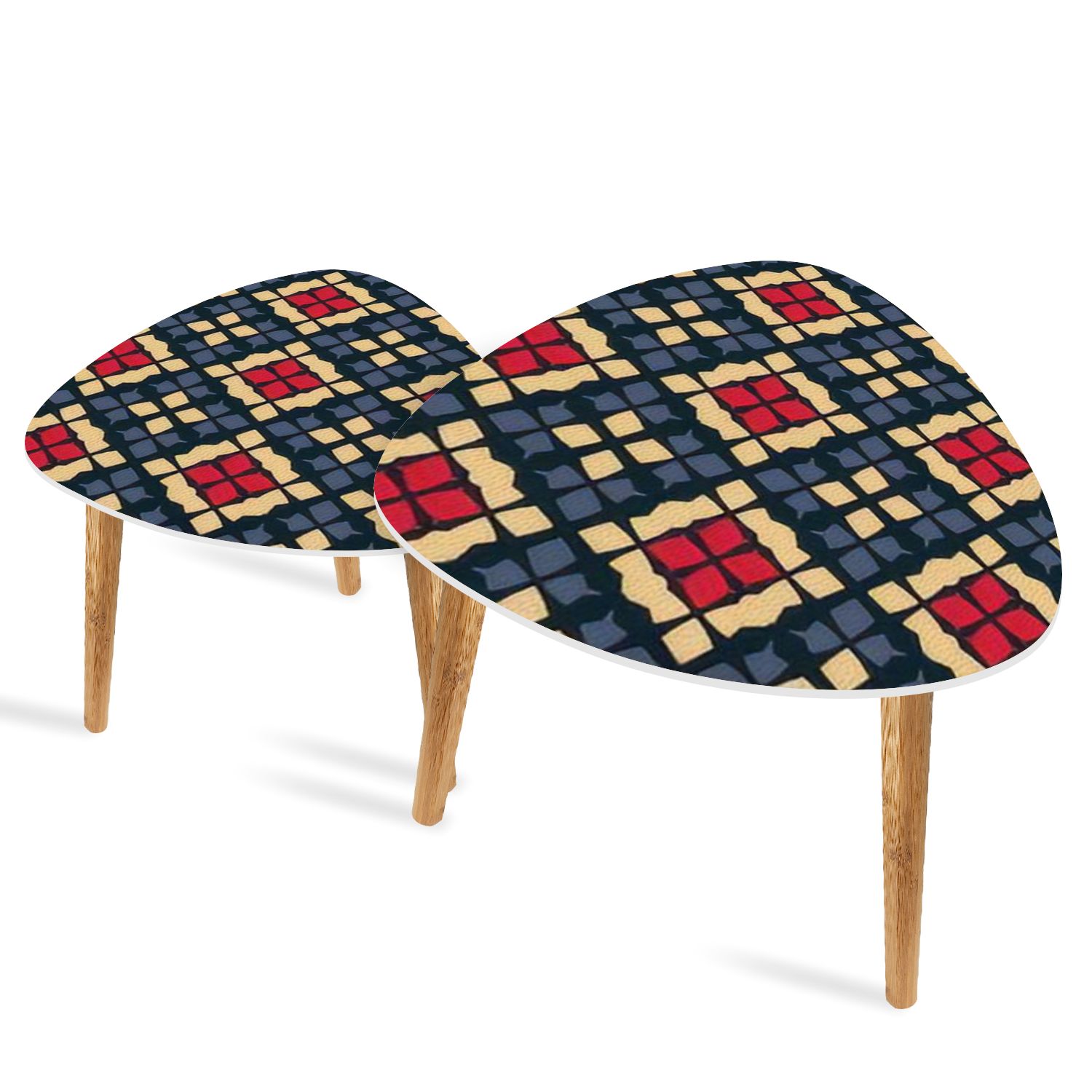 Set of 2 Triangle End Table Raster geometric seamless pattern ...