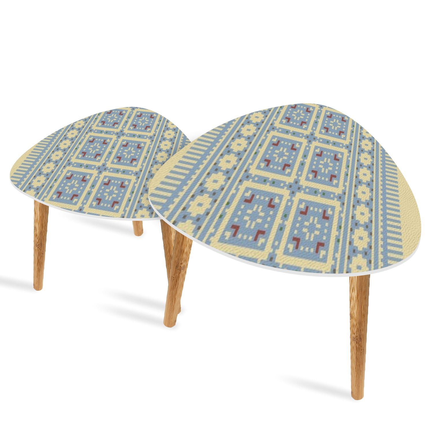 Set of 2 Triangle End Table Seamless Geometric Pattern Cross Pattern ...