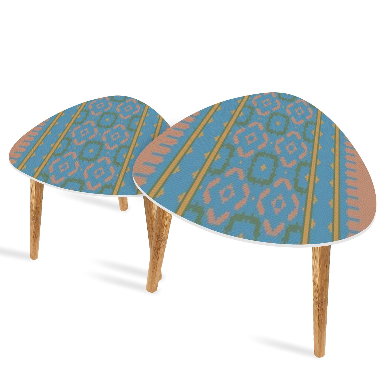 Set of 2 Triangle End Table Seamless Geometric Pattern Cross Pattern ...