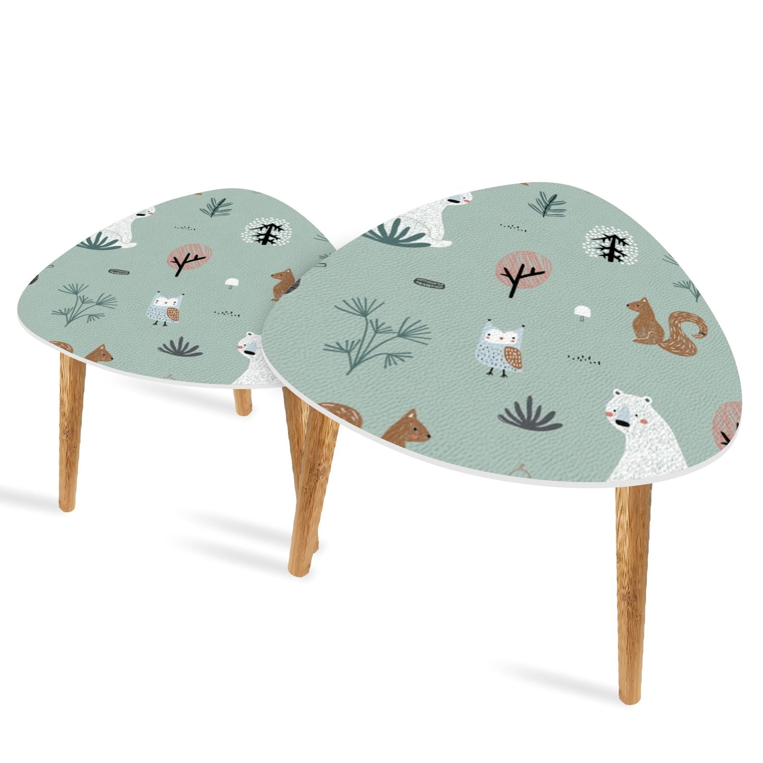 Set of 2 Triangle End Table Seamless childish pattern cute bear ...