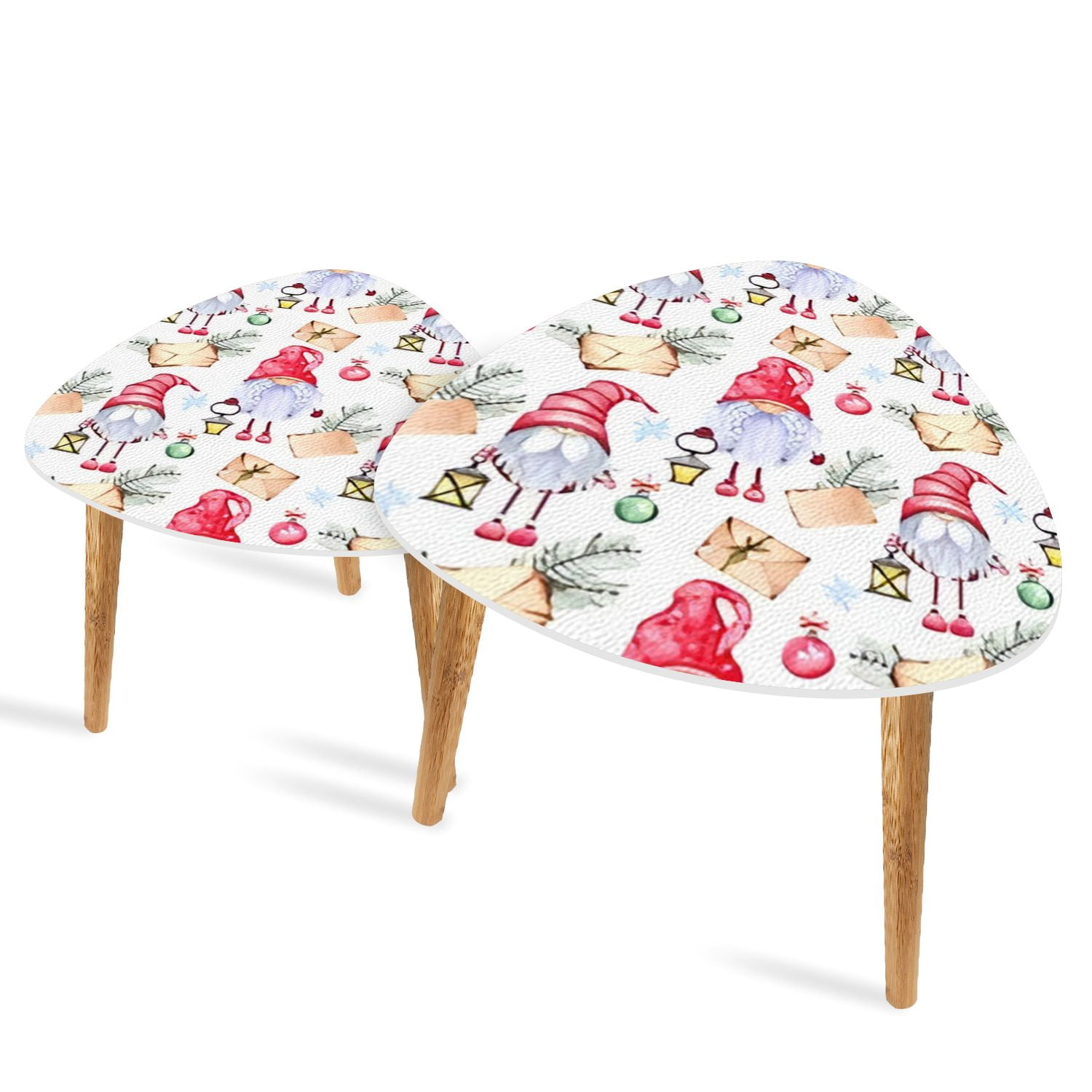 Set of 2 Triangle End Table Seamless pattern Scandinavian Christmas ...