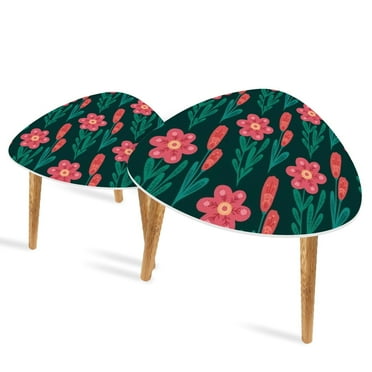 Nesting Side Table Set, 2 Pcs Mirrored Separated End Table with Faux ...